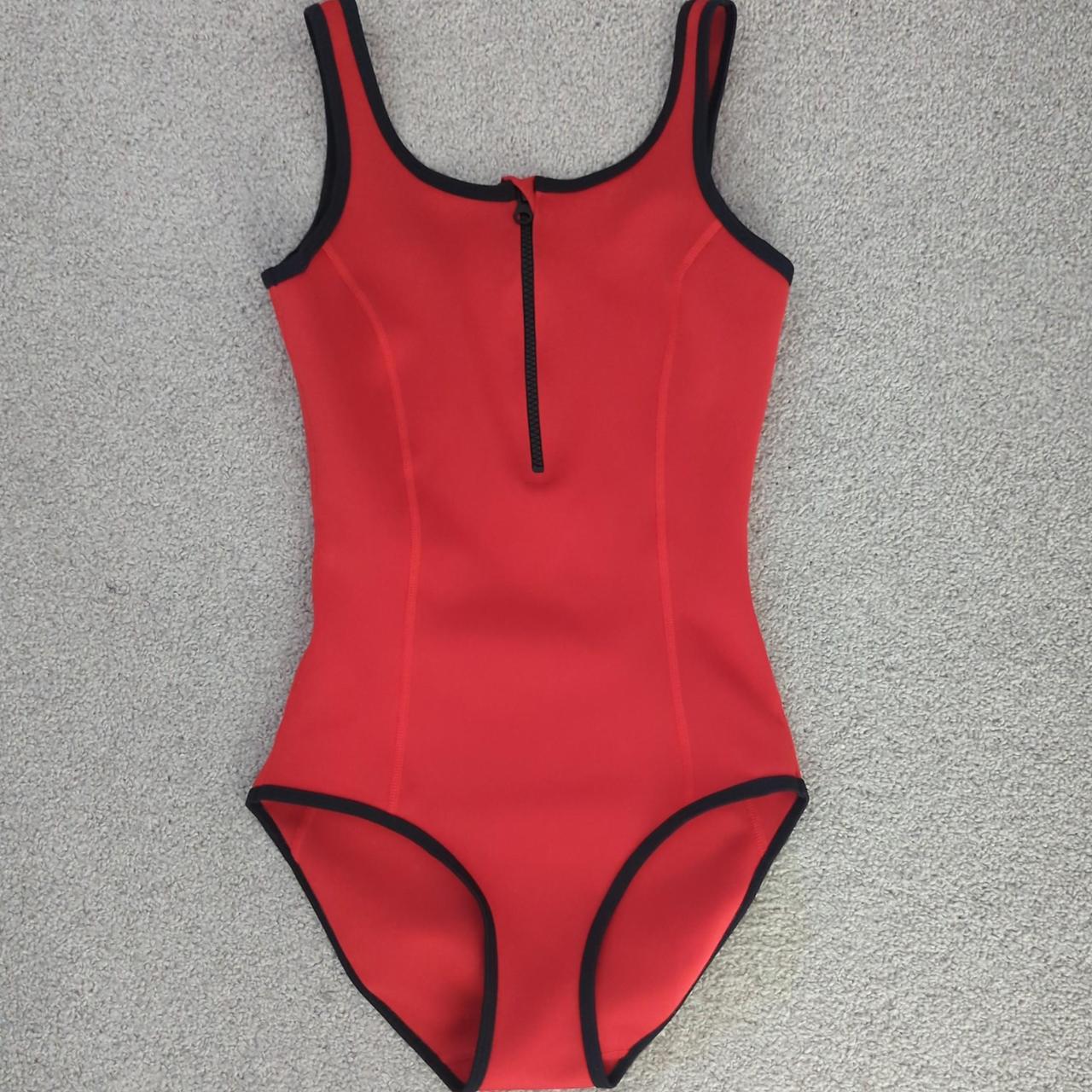 Red scuba material swimsuit Best for size 6-8 No tags - Depop