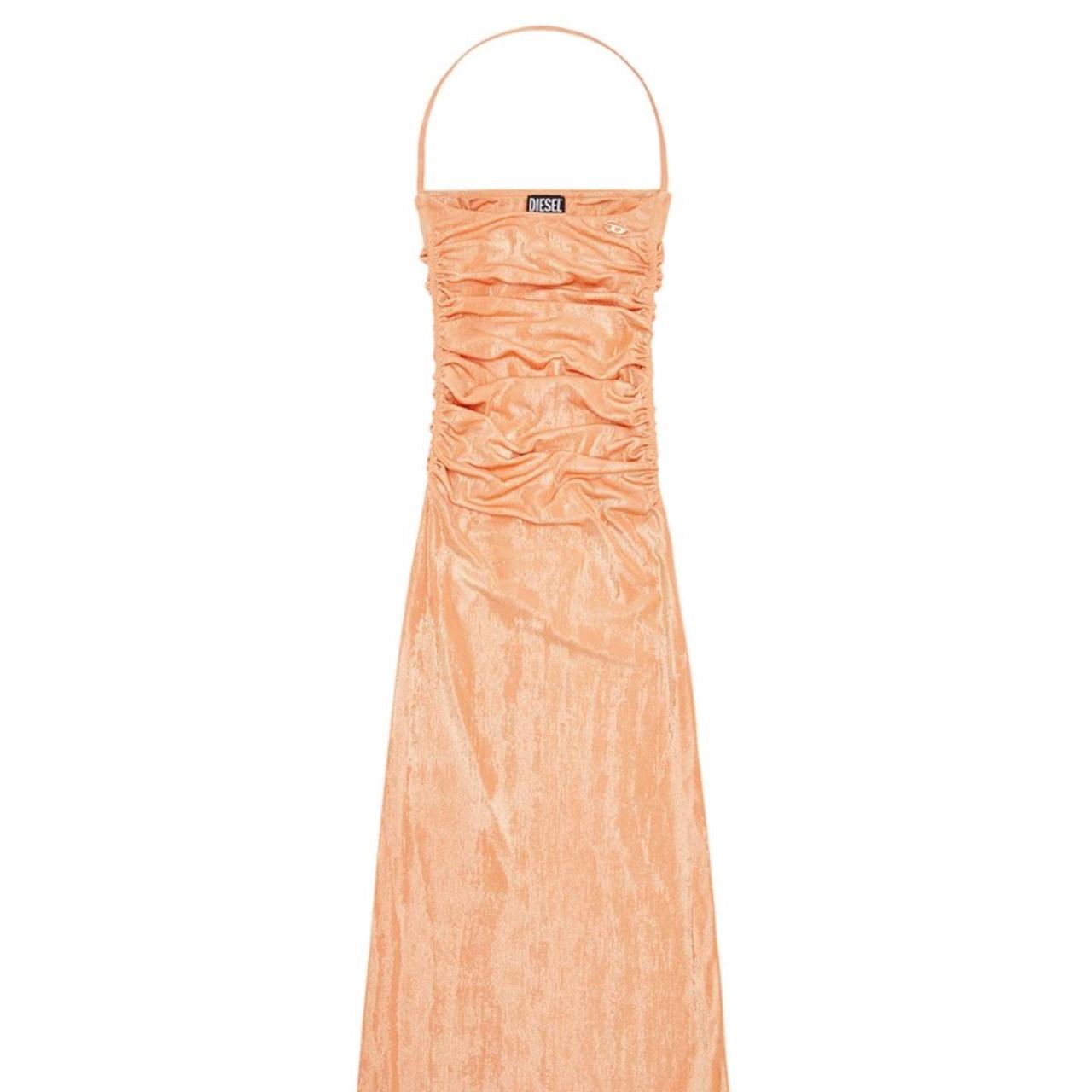 diesel metallic ruched halterneck gown dress... - Depop