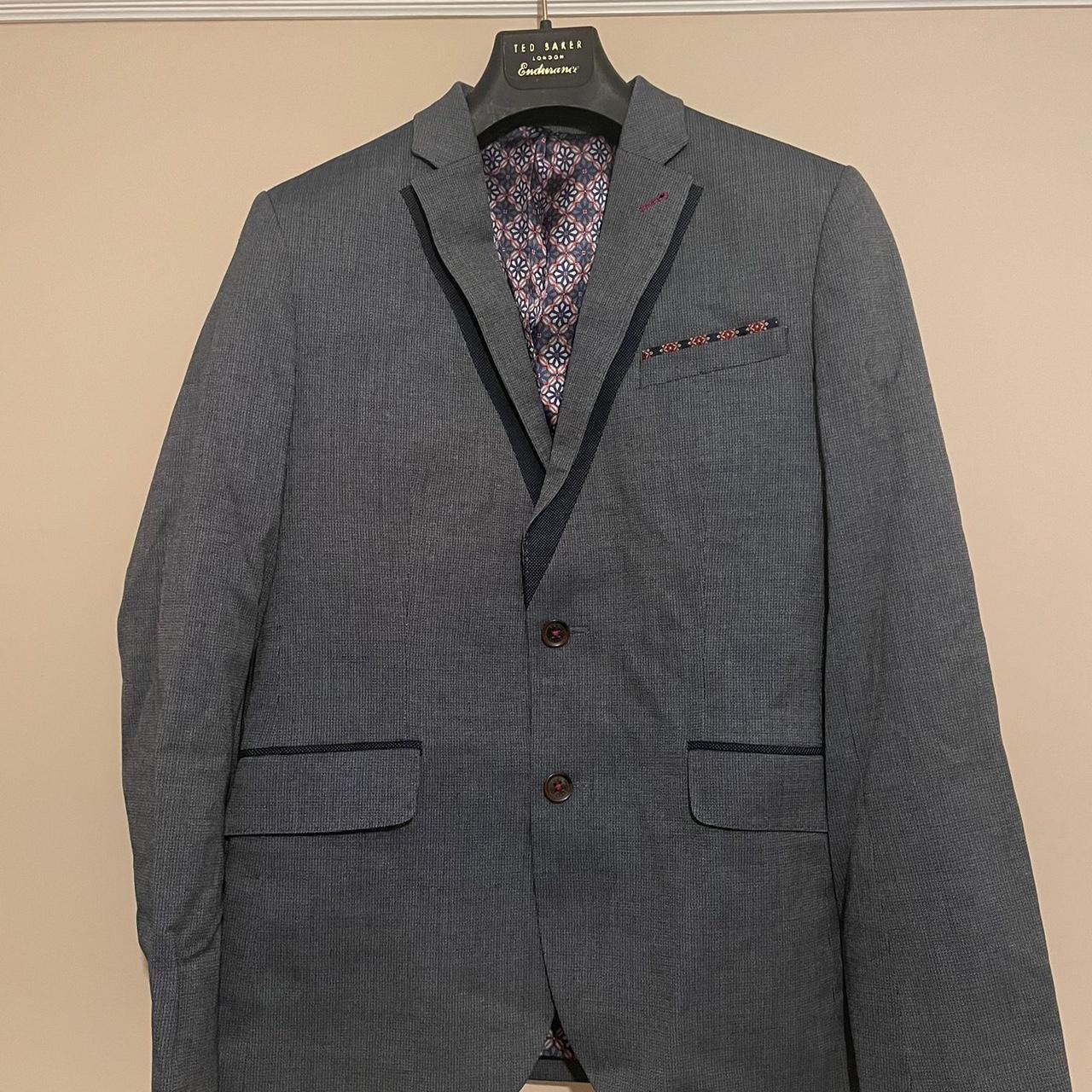 Ted Baker 2 piece men’s suit, blue silver colour... - Depop