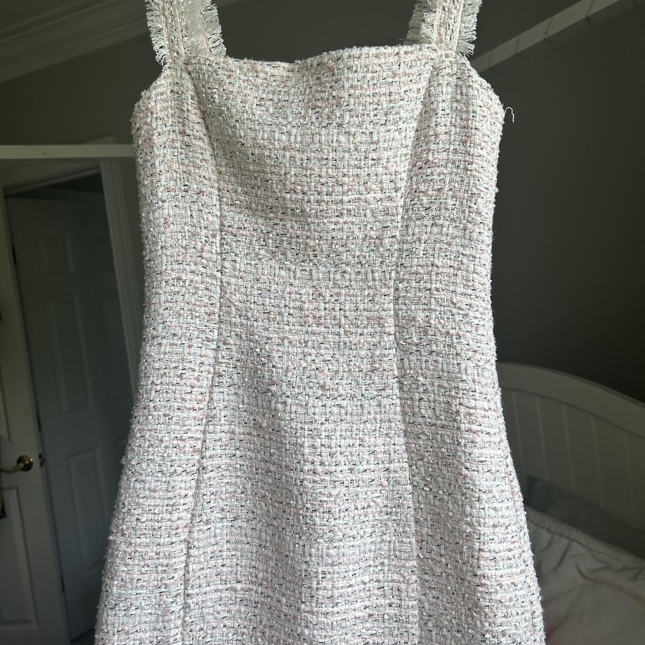 Meshki Women's White and Pink Dress | Depop