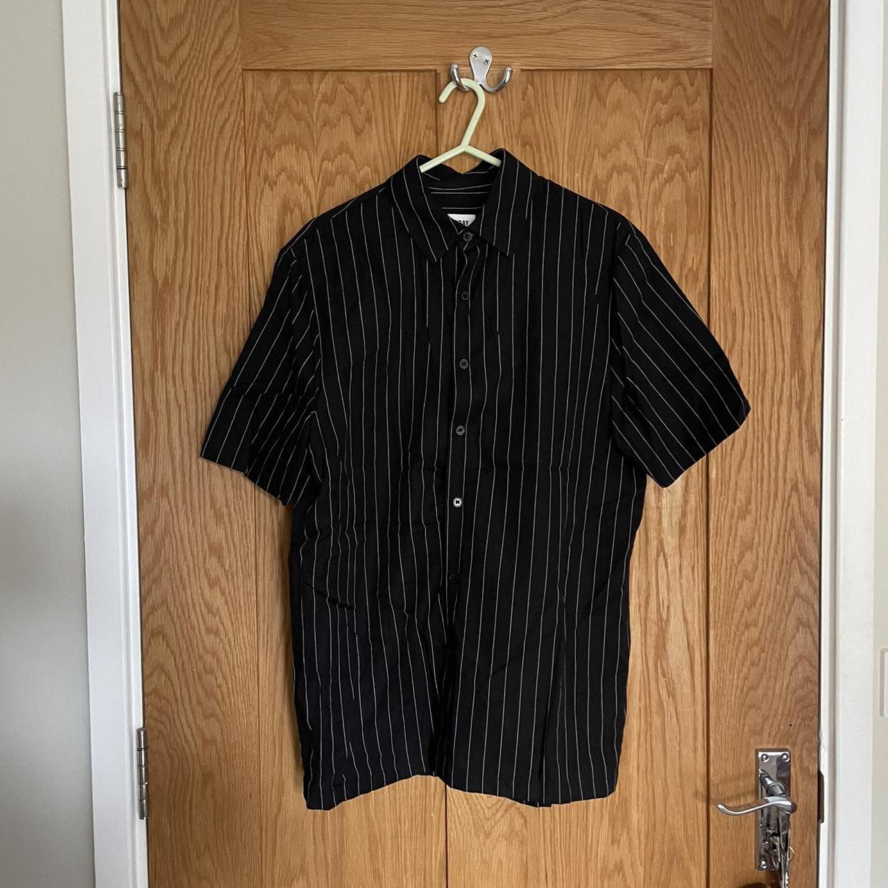 Weekday black shirt with white pinstripe Label say... - Depop