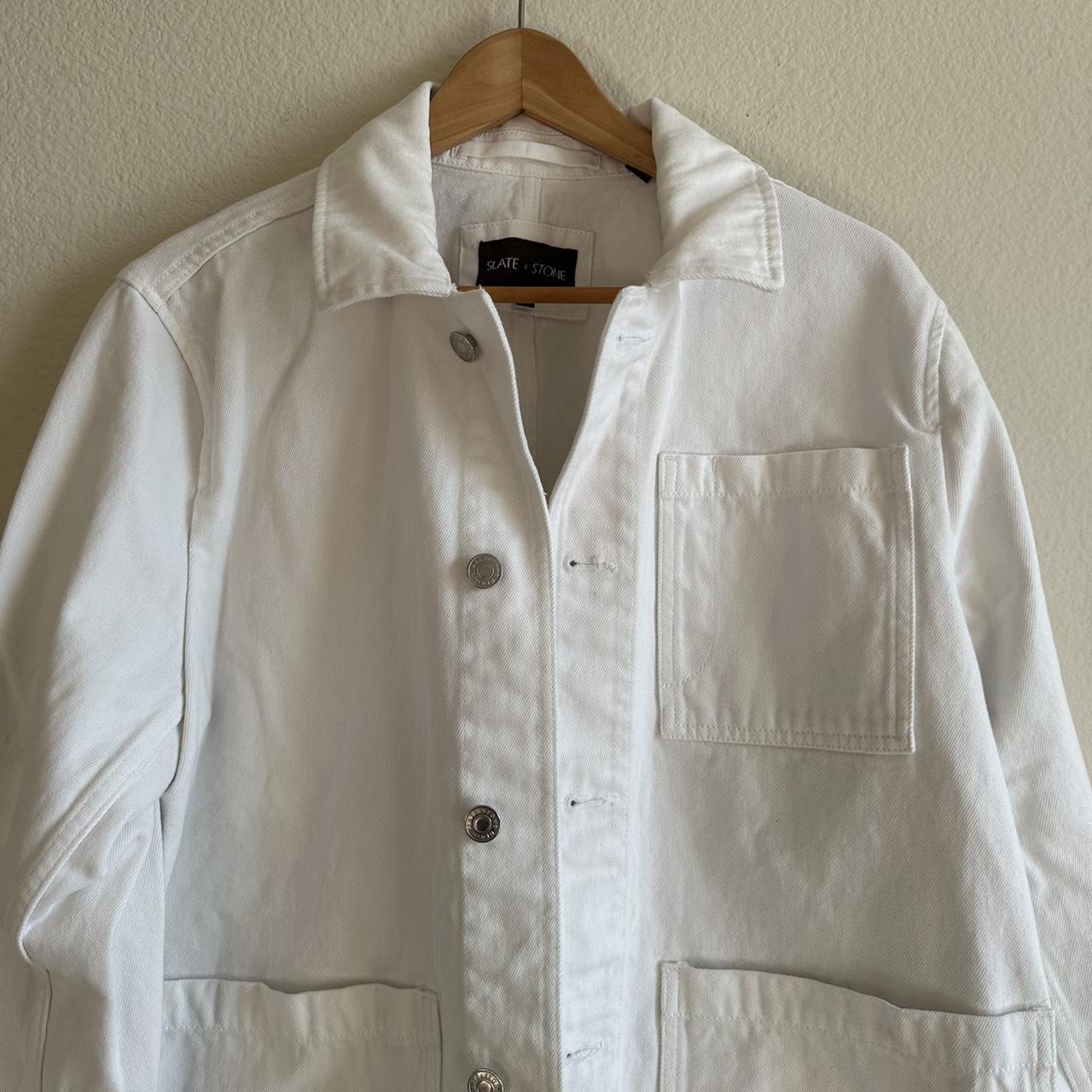 Slate & Stone Men’s White Denim Workwear Jacket.... - Depop