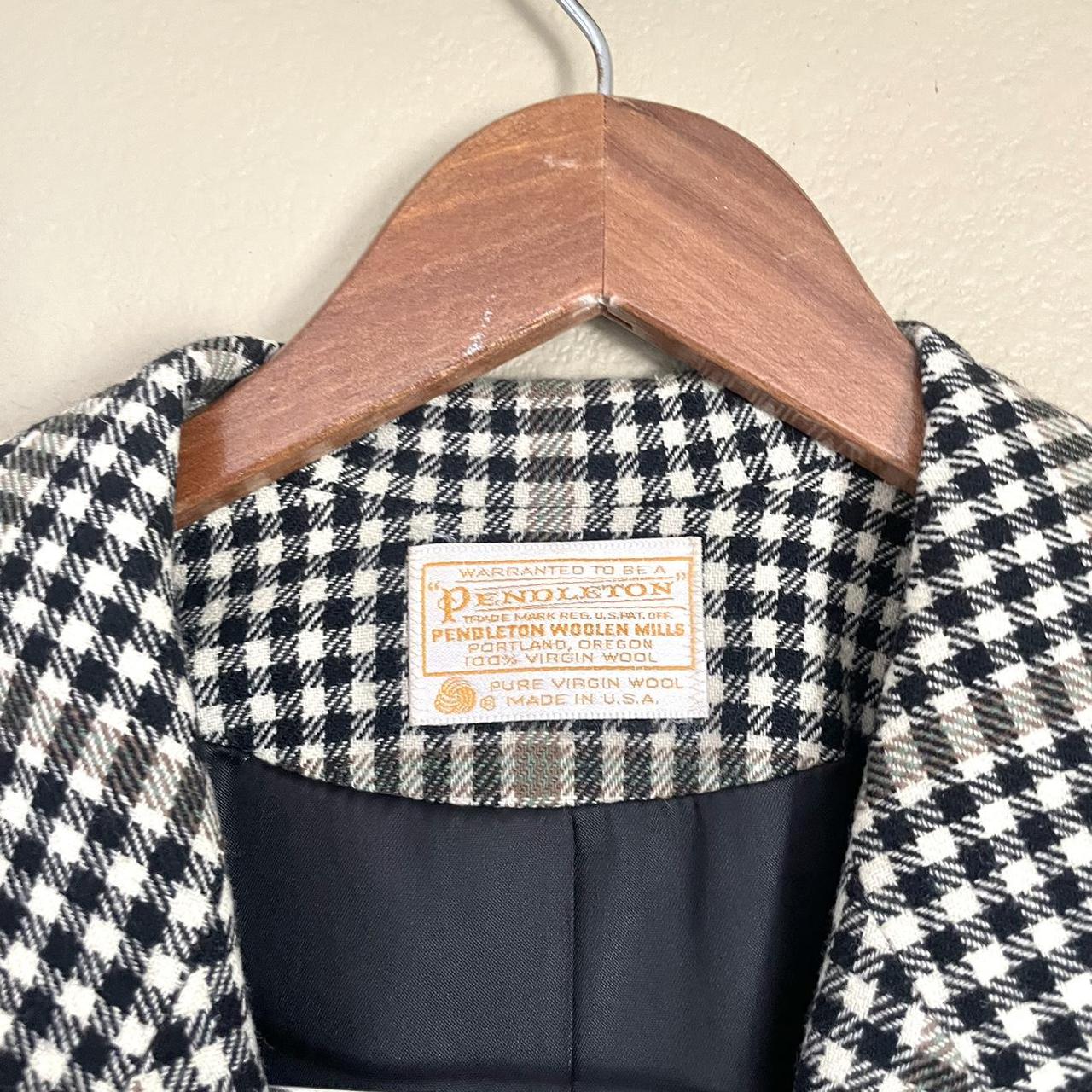 Vintage Pendleton 1970s Houndstooth Checkered Wool... - Depop