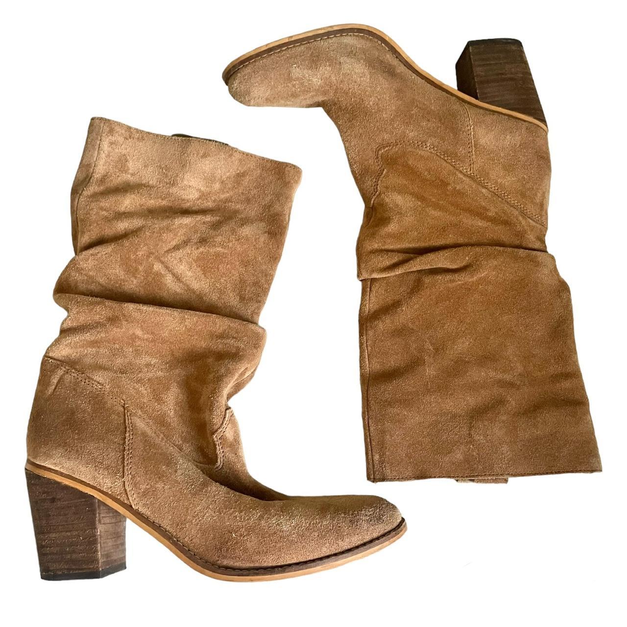 Matisse Suede Leather Ruched Slouchy Heeled Boots... - Depop