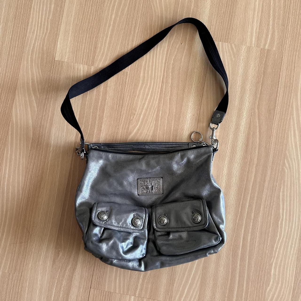 Coach poppy silver messenger bag