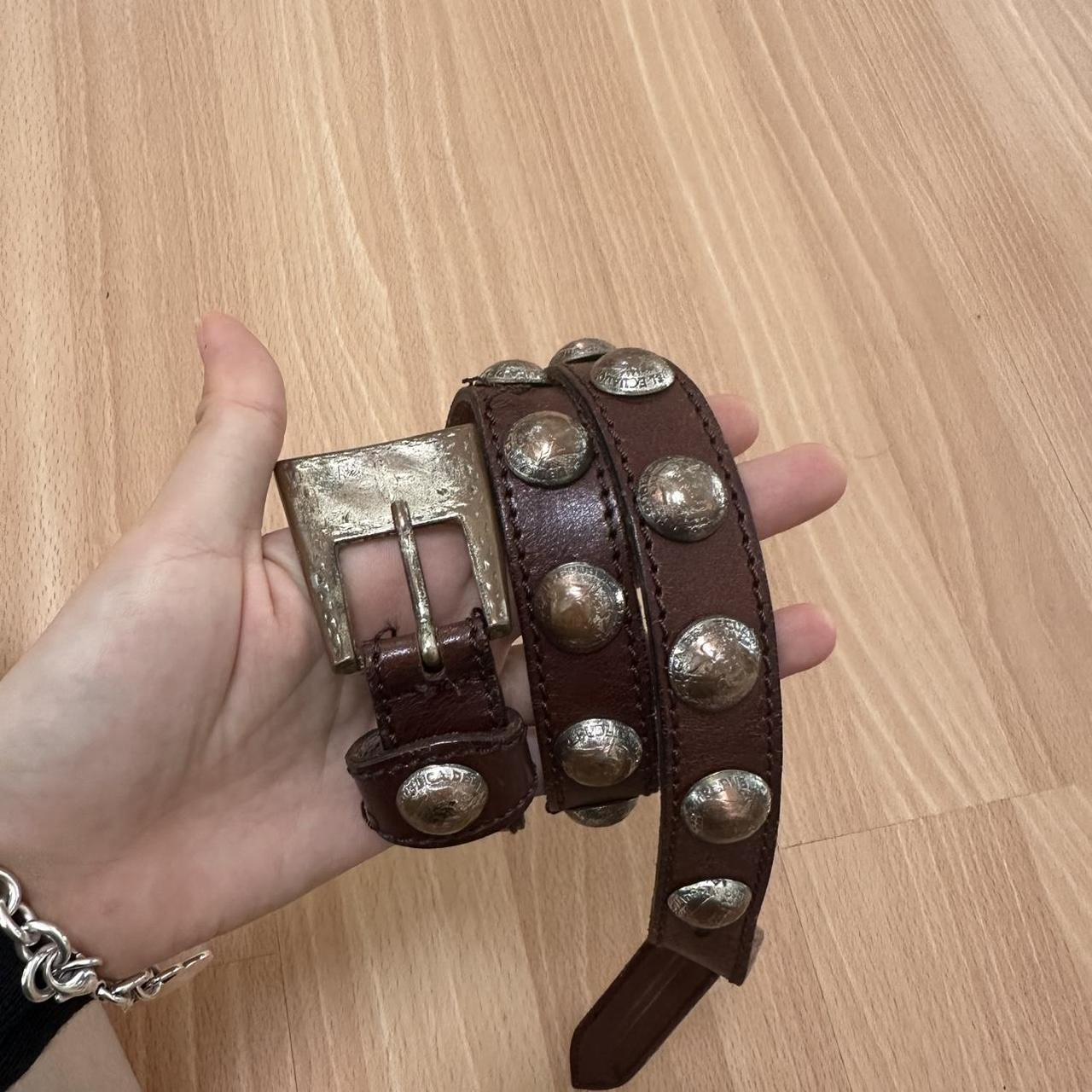 Brown studded belt with silver accents #westernvibes... | Depop