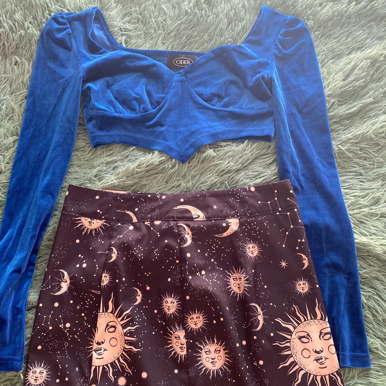 NO PAYPAL PAYMENTS cider blue velvet bustier crop... - Depop
