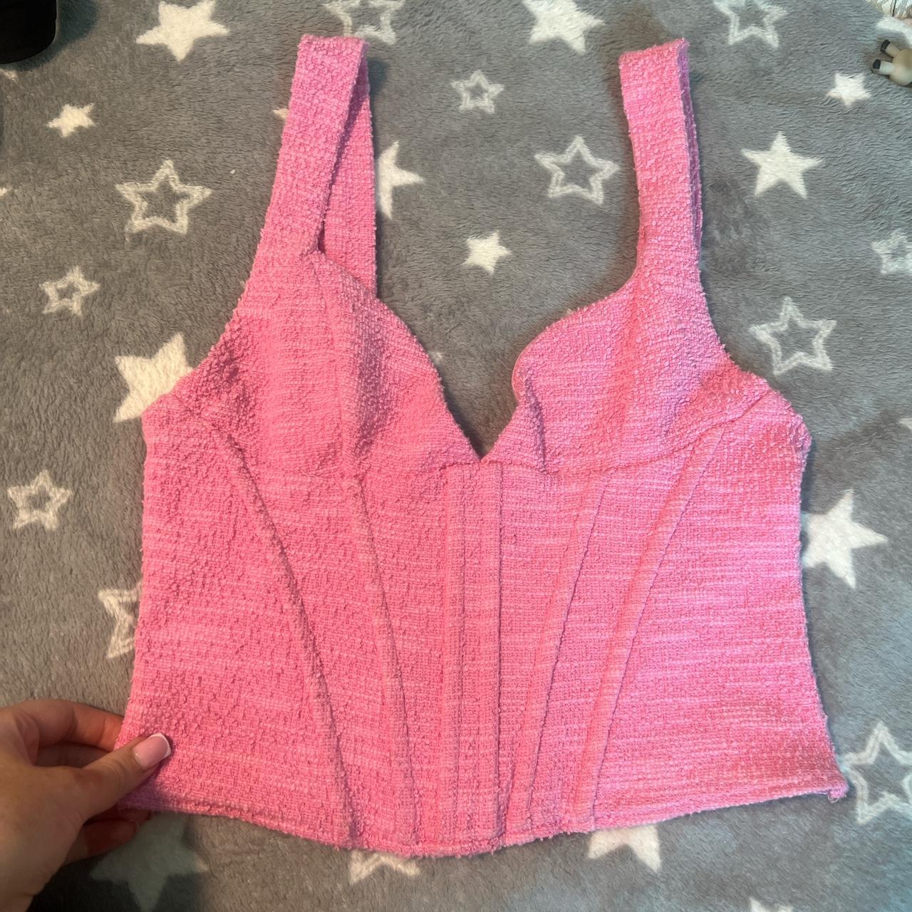 Zara pink textured corset top Perfect condition Size S - Depop