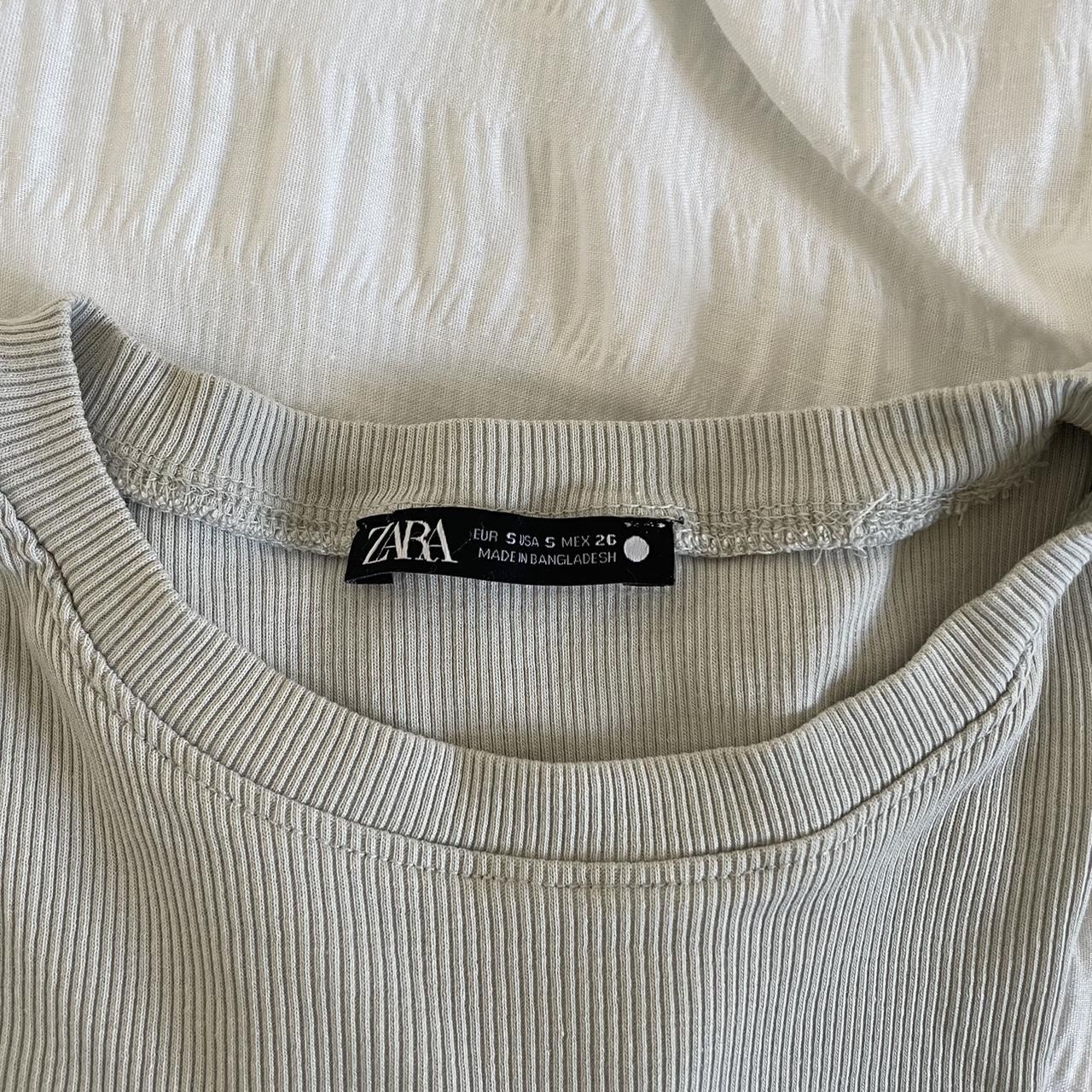 Basic Zara Top Light blue/ grey Size S #bluetop... - Depop