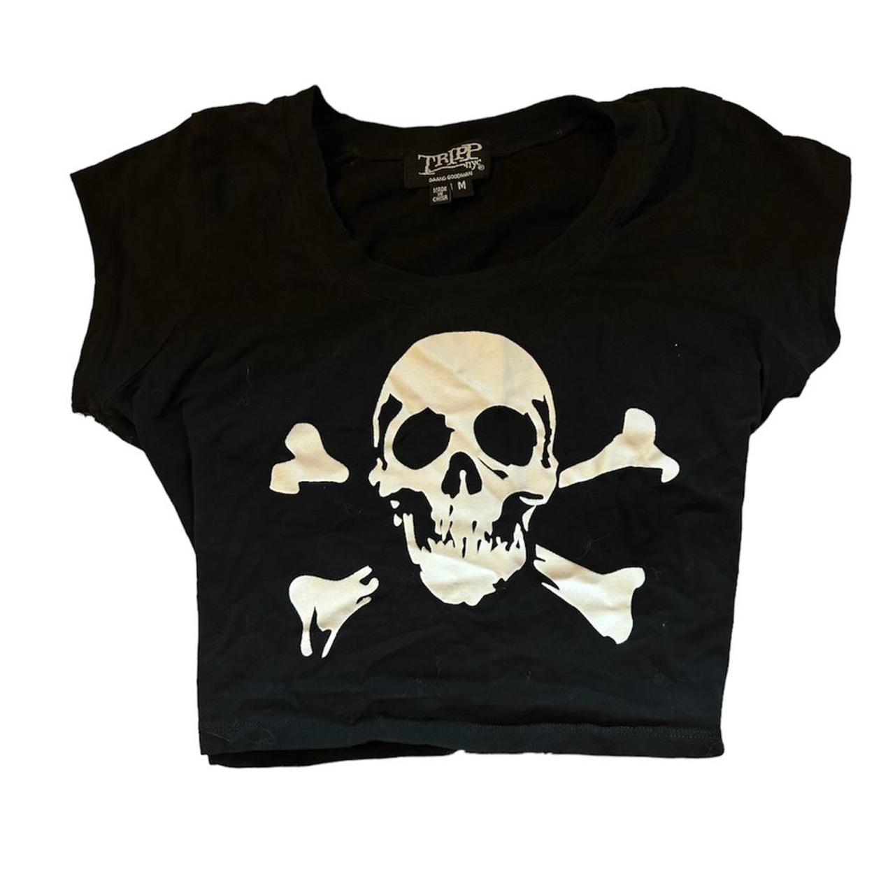 medium tripp nyc skull crop top #trippnyc #skull... - Depop