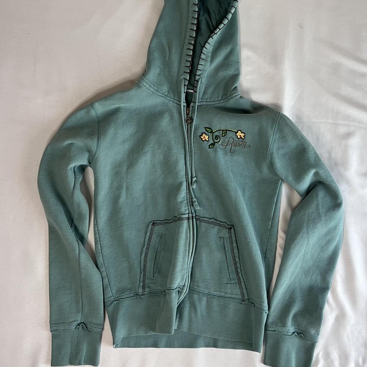 y2k zip up hoodie, size xs brand: rusty? era:... - Depop