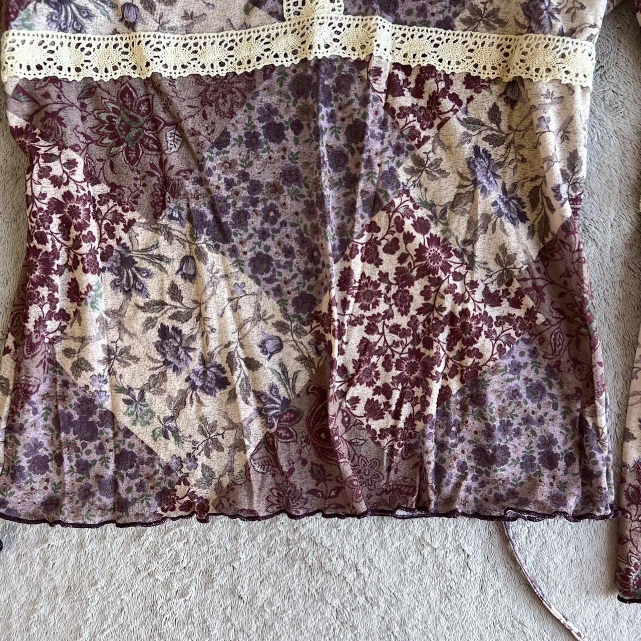 Y2K vintage multicolored mesh long sleeve top with... | Depop
