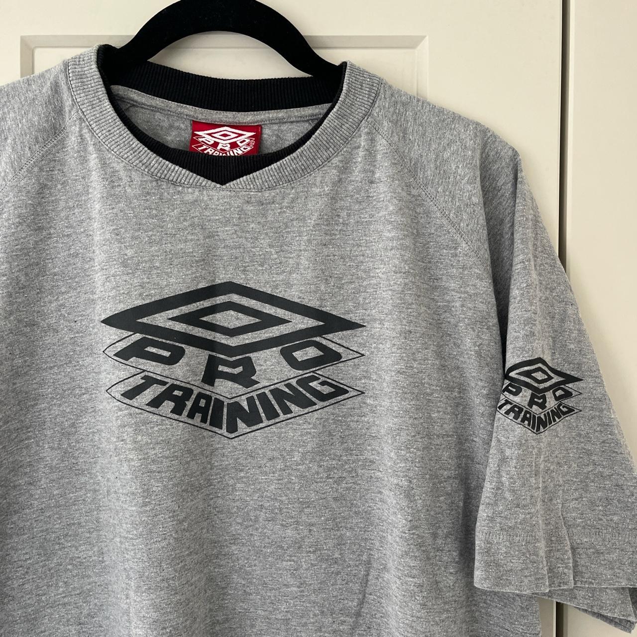 Vintage Umbro pro training T-shirt in grey marl 90s... - Depop