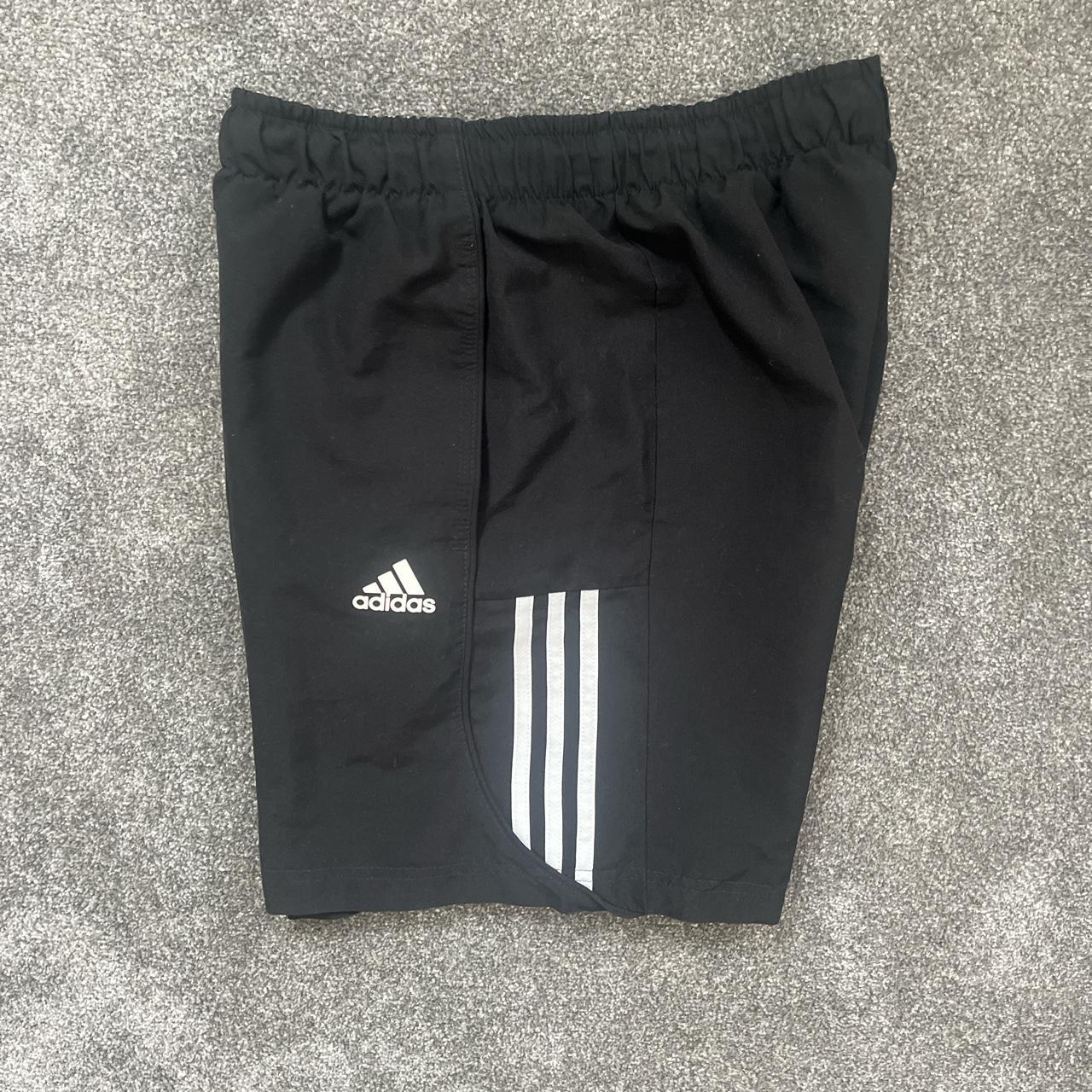 Adidas black shorts Black running shorts by adidas... - Depop