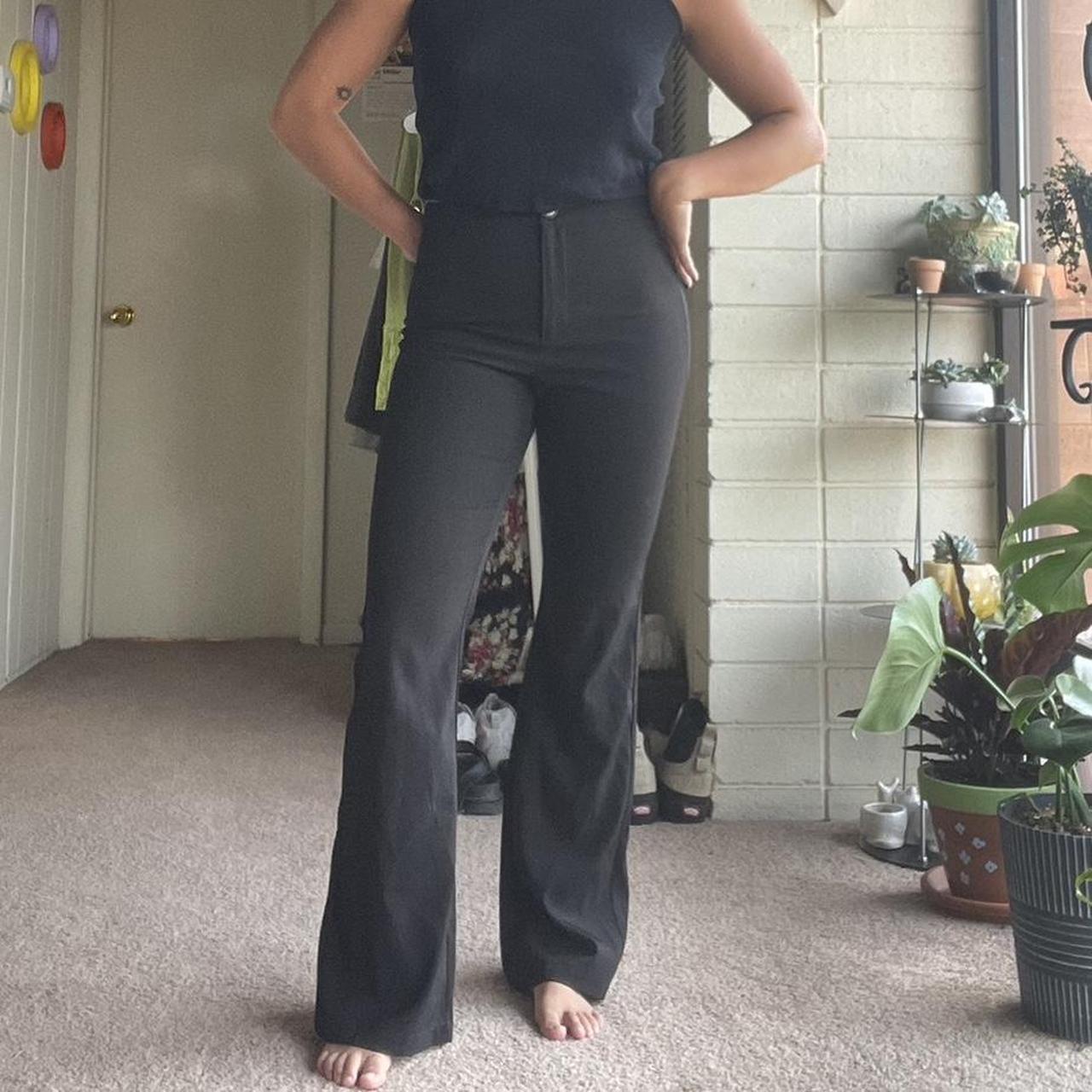 black flare pants from Tilly’s high rise with criss... - Depop