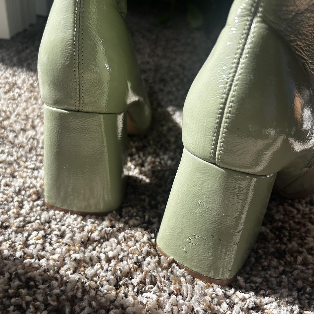 Gorgeous sage green leather boots In excellent... - Depop