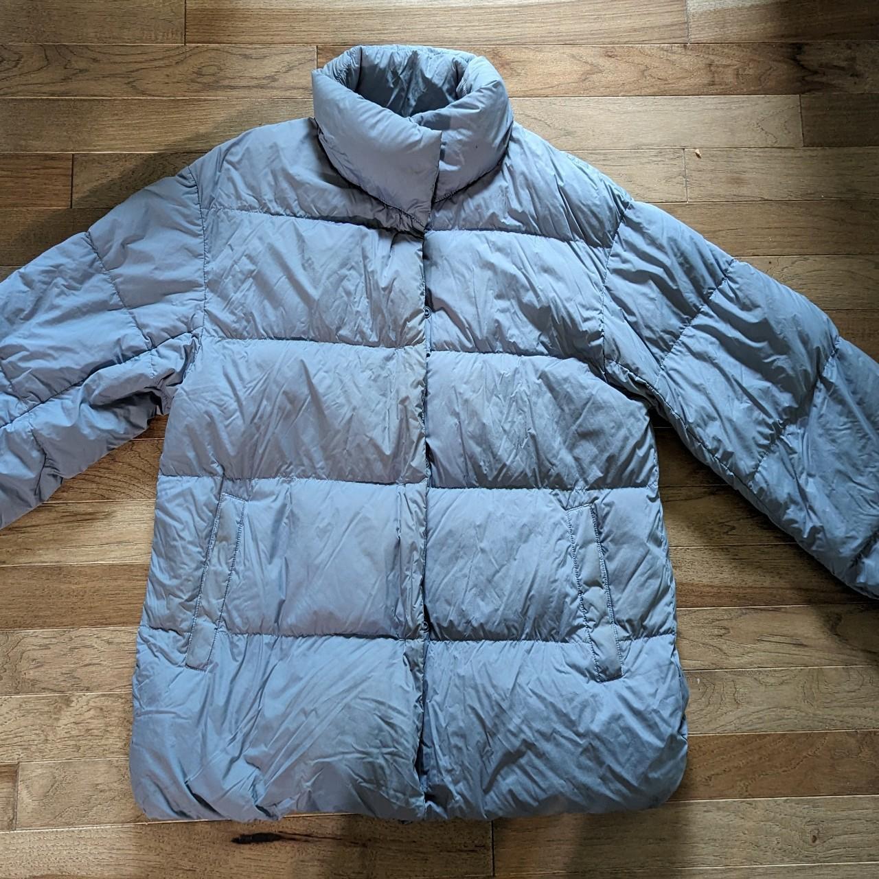 Uniqlo light purple puffy coat down jacket in a... - Depop