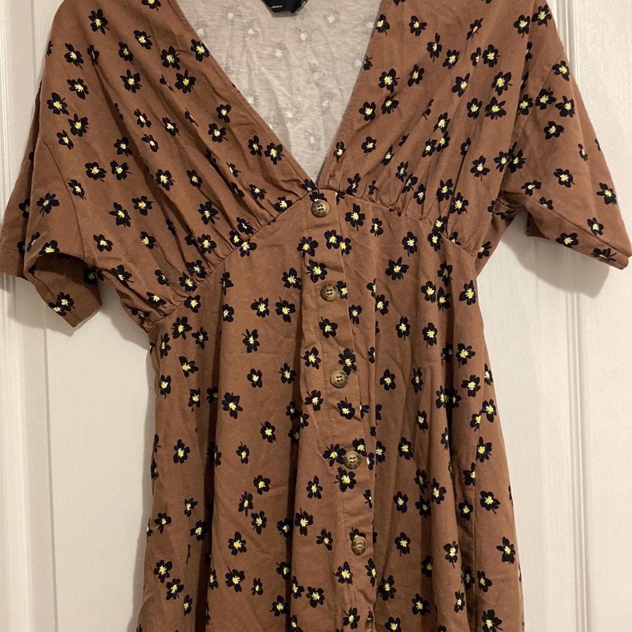 Asos design brown smock floral dress Brown dress... - Depop