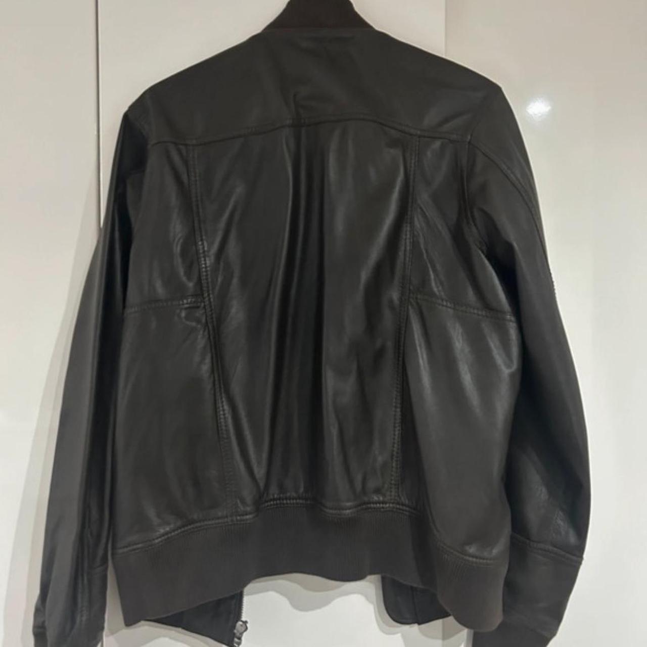 Vintage diesel dark brown real leather unisex bomber... - Depop