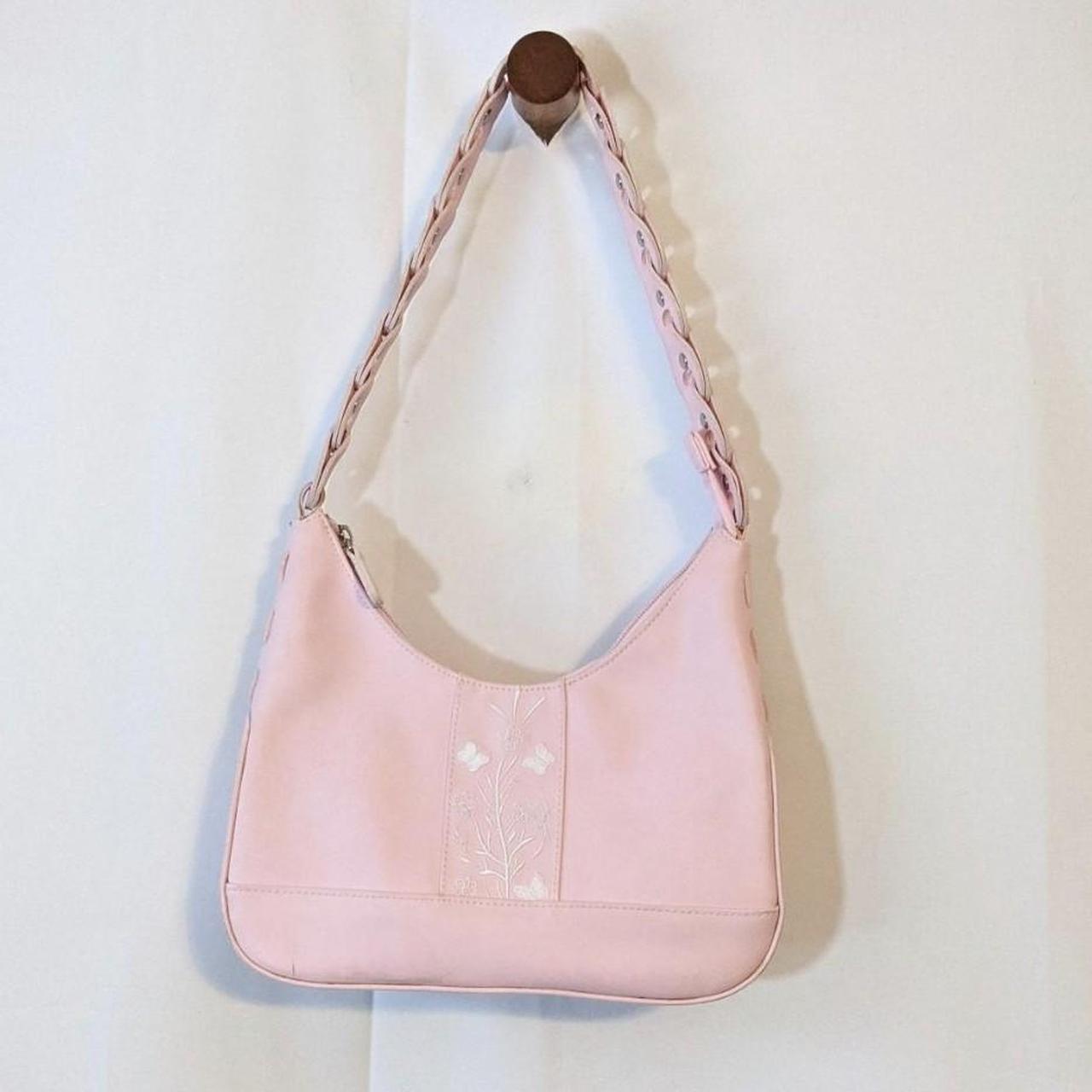 Y2K baby pink vegan leather purse Has cute white... - Depop