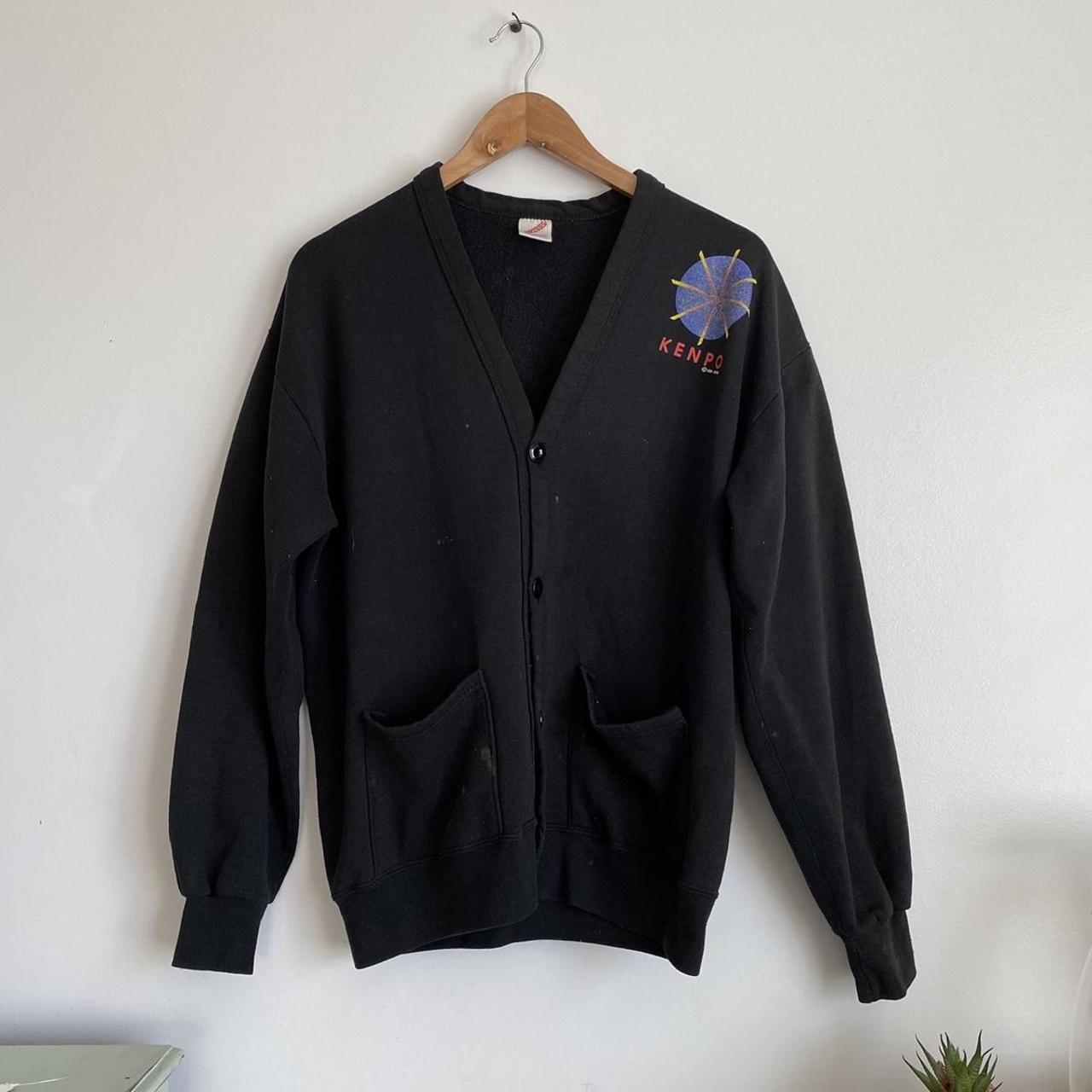 1991 jerzees cardigan | kenpo logo with graphic |... - Depop