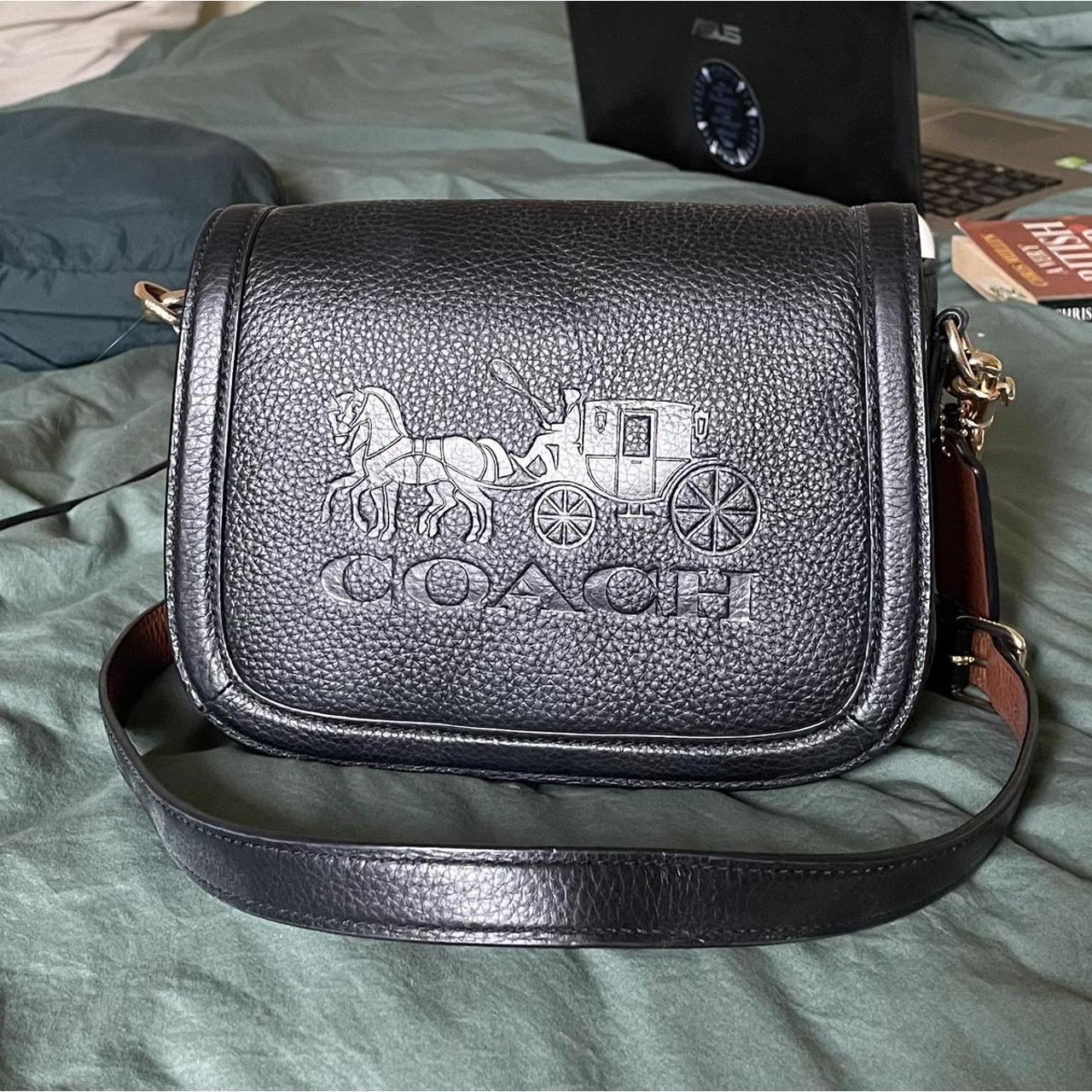 Coach saddle bag black leather. Used but in great... - Depop