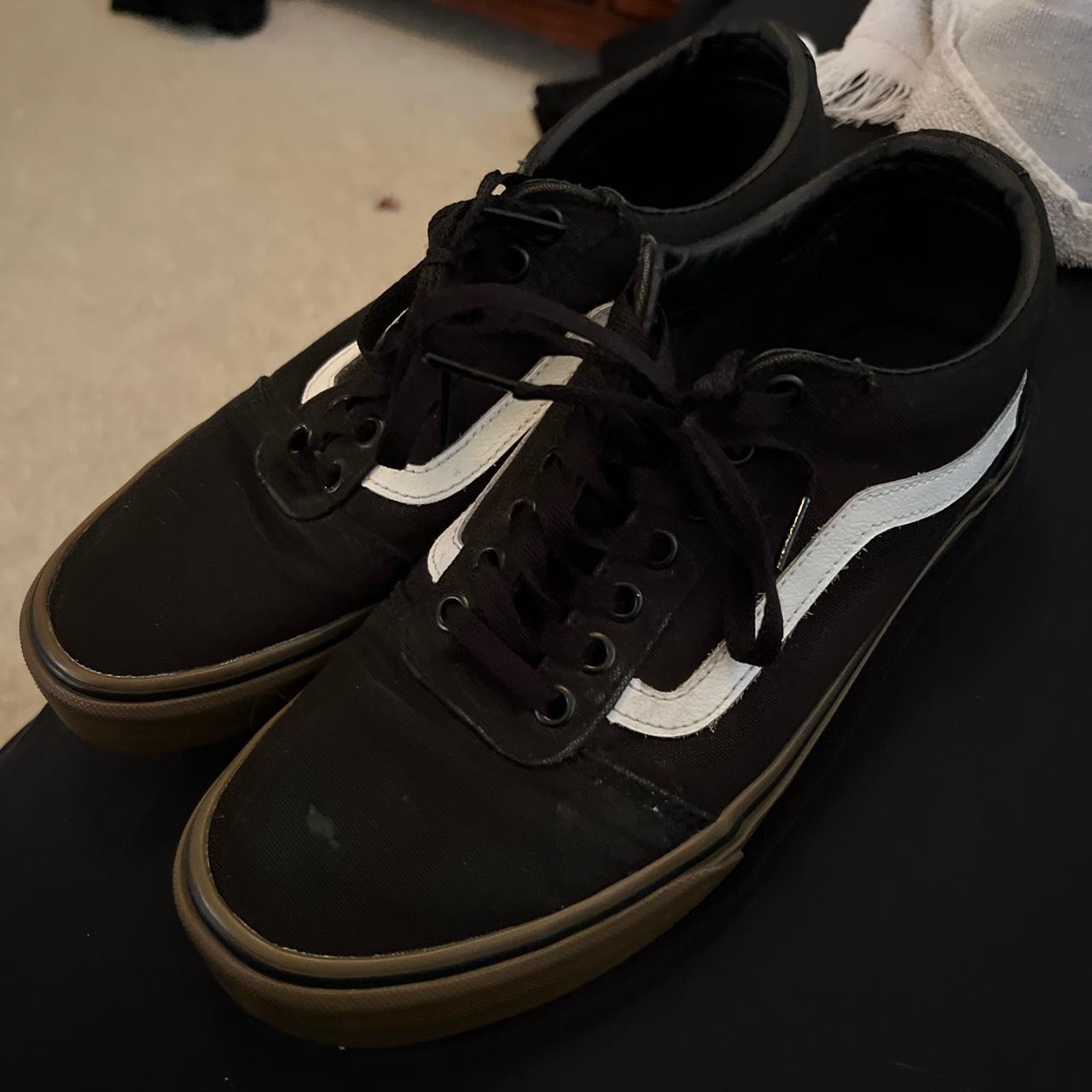 Vans. Black with gum sole. Used but still decent... - Depop
