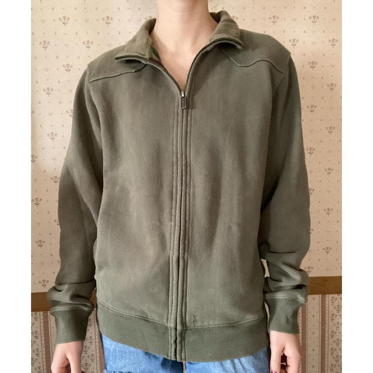 Green zip up jacket. No hood and high neck that can... - Depop