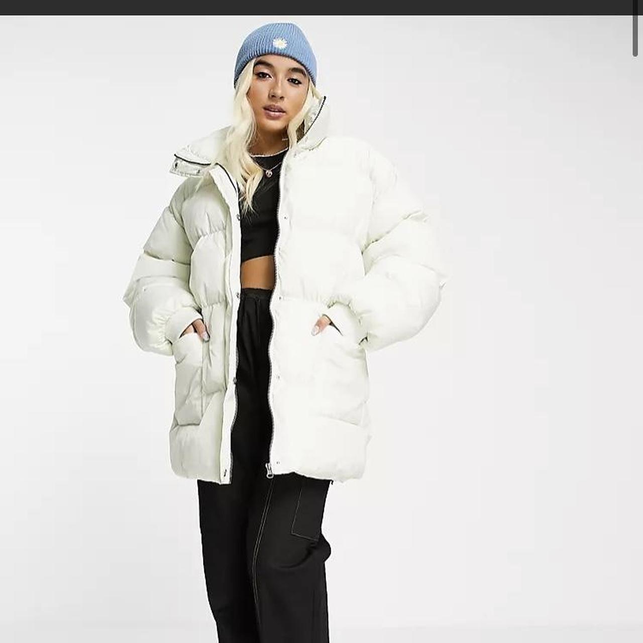 COLLUSION belted puffer jacket in ecru white/cream.... - Depop