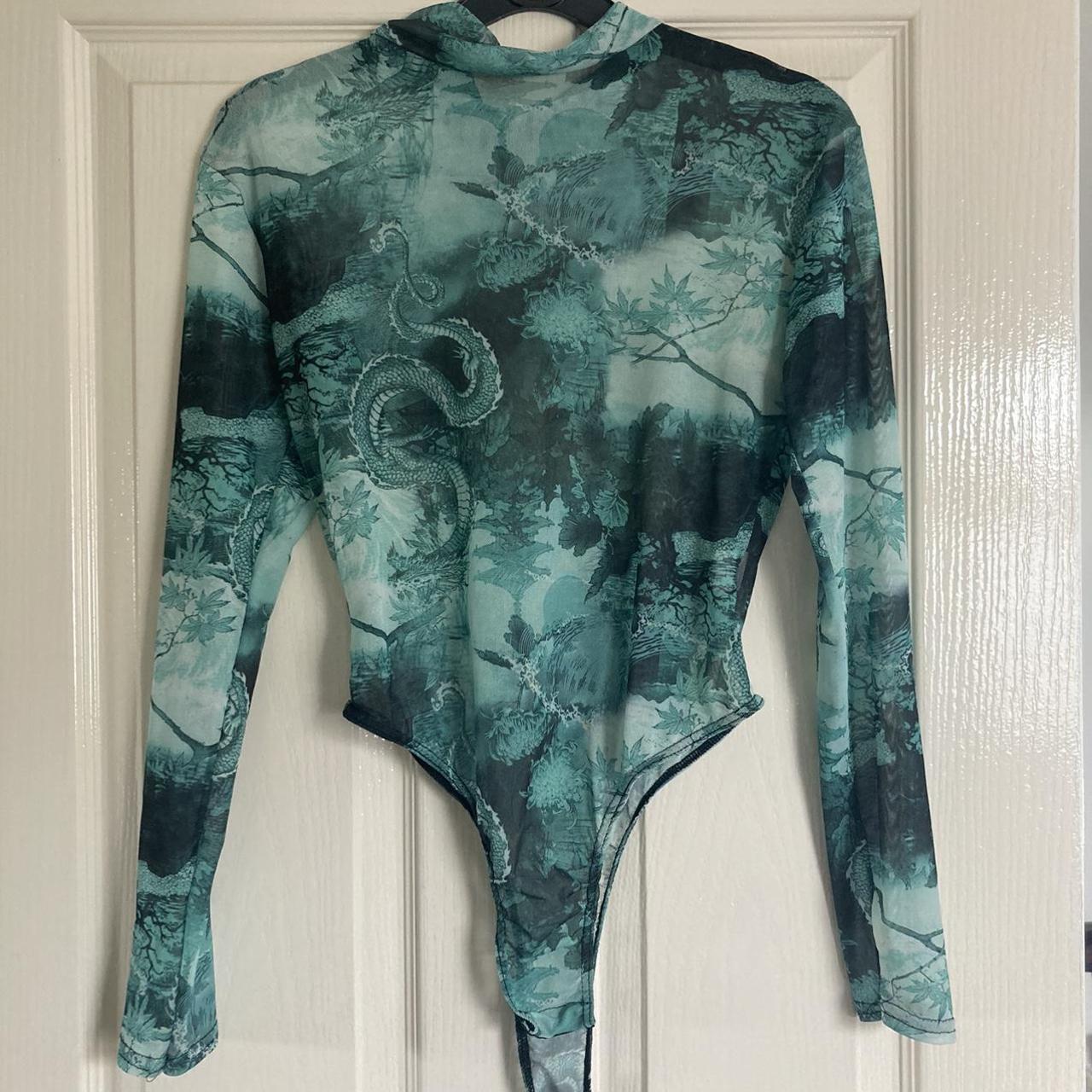 Plt turquoise mesh bodysuit in good condition. Small... - Depop