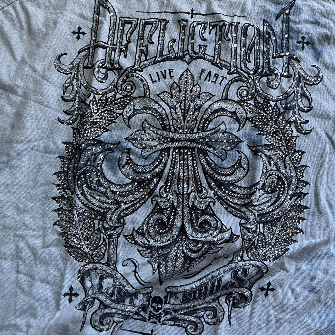 Women’s Affliction Blue T-shirt. Size 2XL. Brand... - Depop