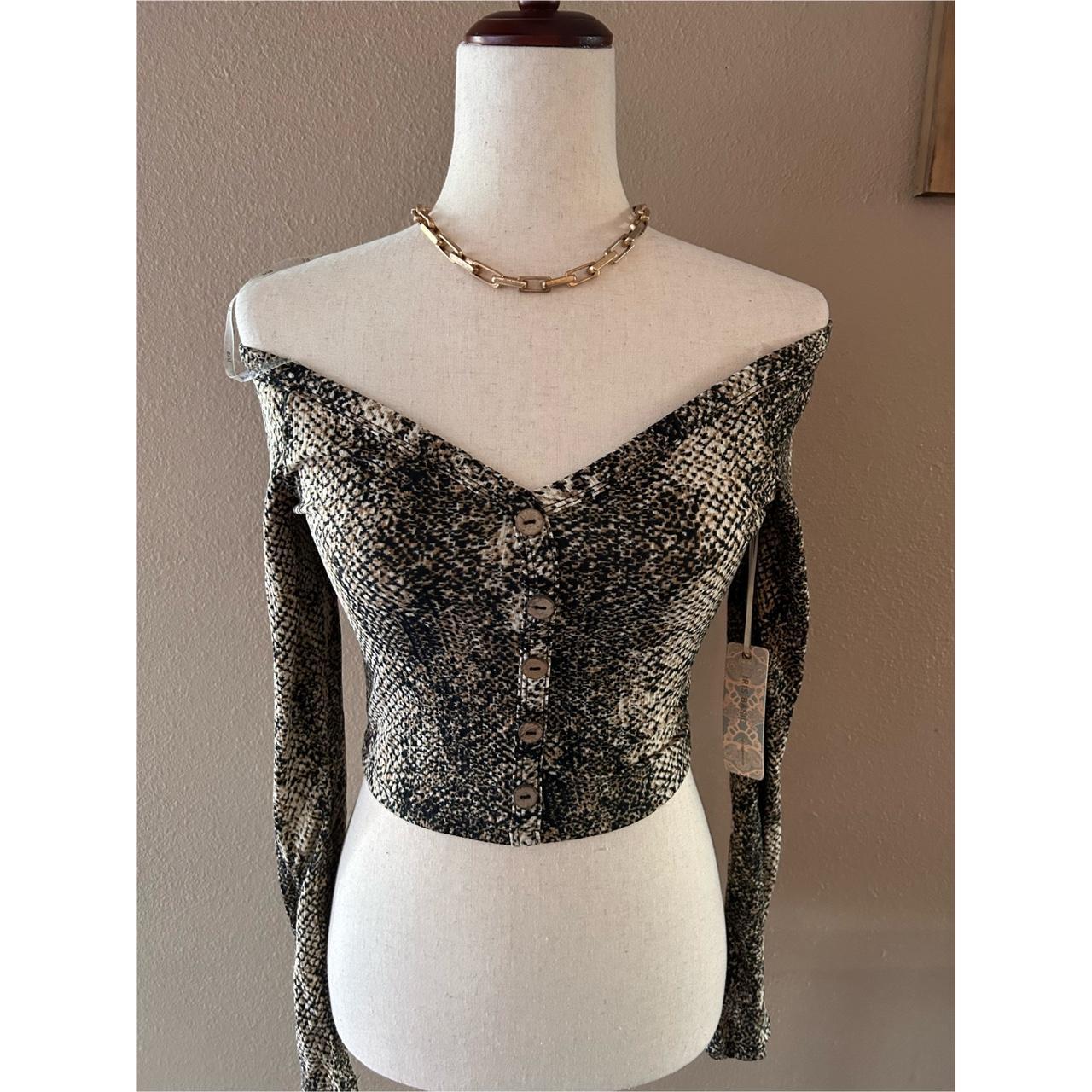 Snake print off the shoulder top Sizzle up any... - Depop