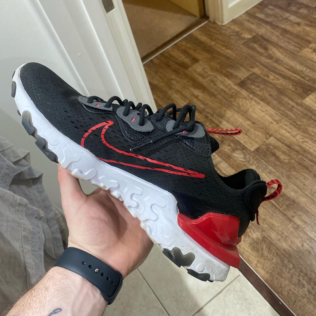 MENS NIKE REACTS, RED WHITE BLACK SIZE 10 CONDITION... - Depop