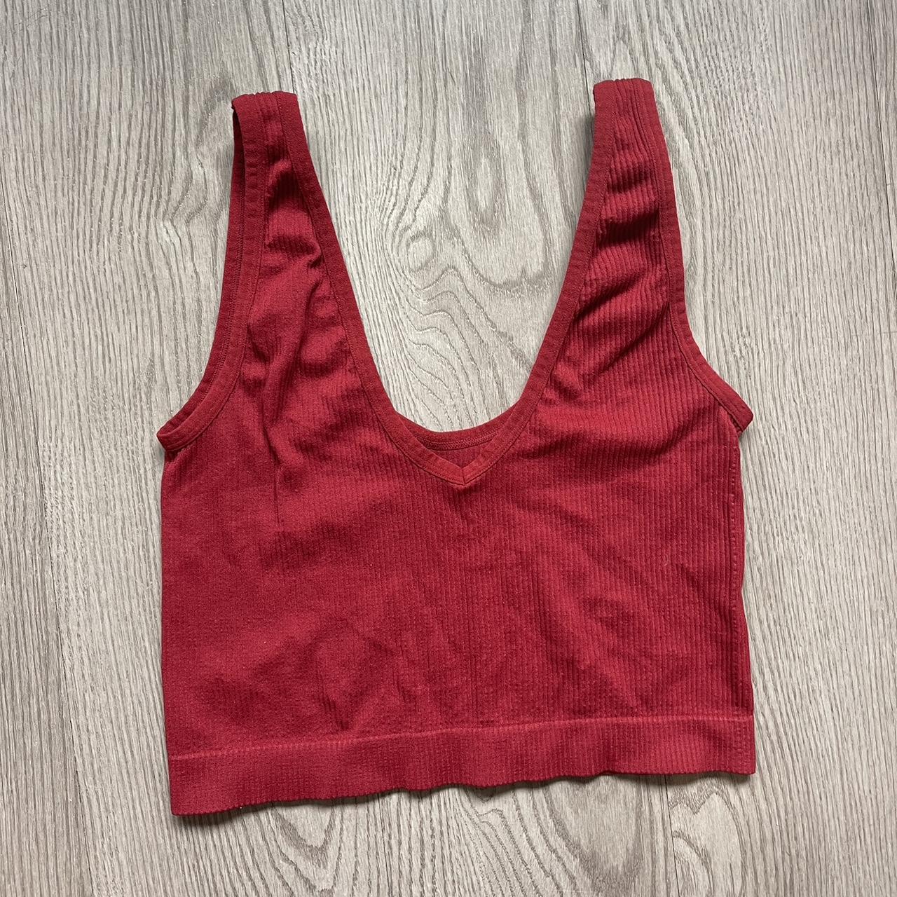 red ribbed tank size small - Depop