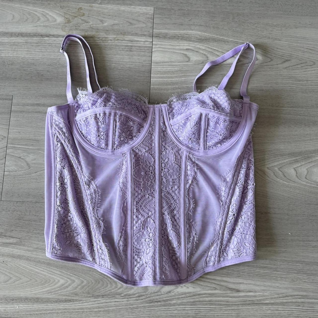 purple corset top worn once size L - Depop