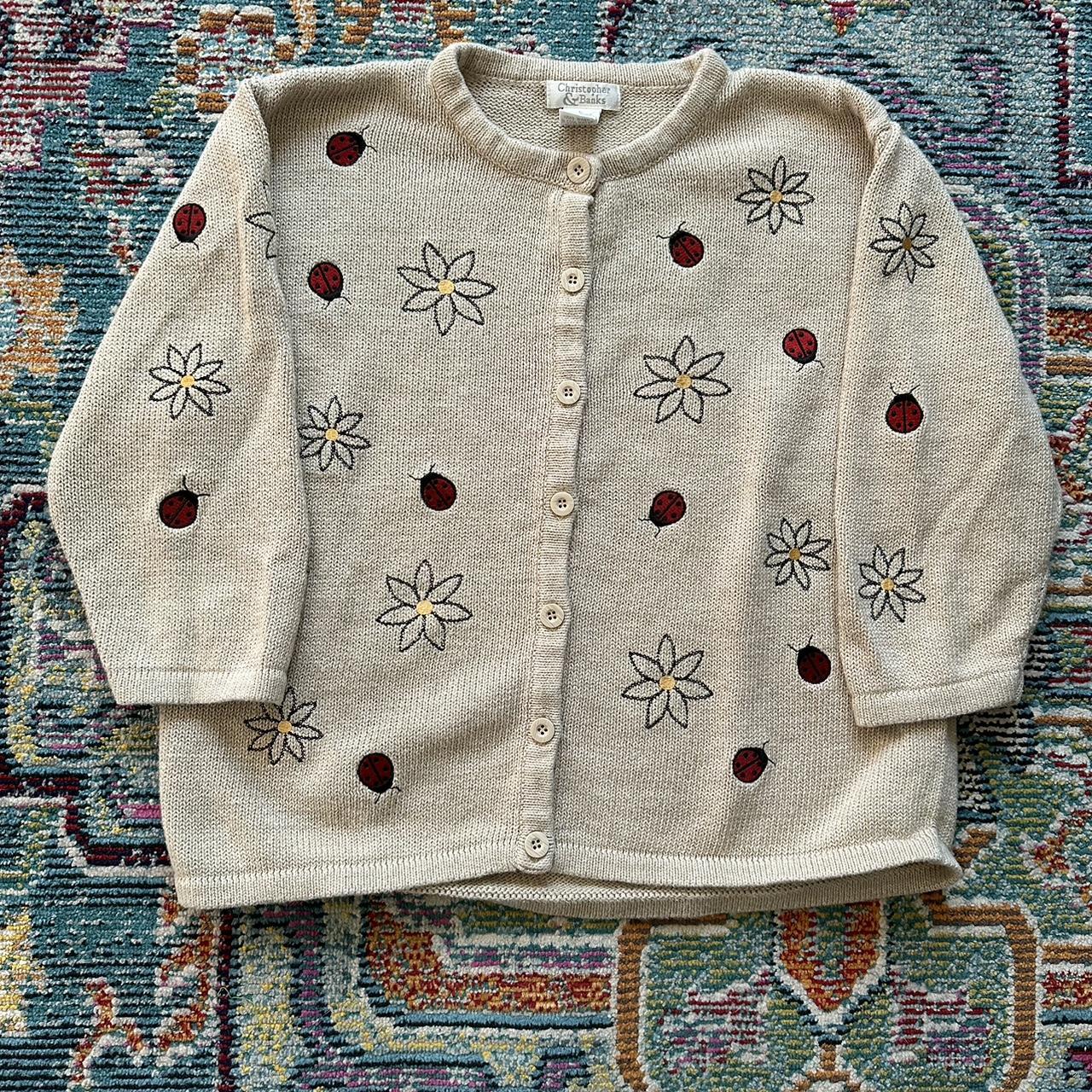 Ladybug & flower cardigan - Depop