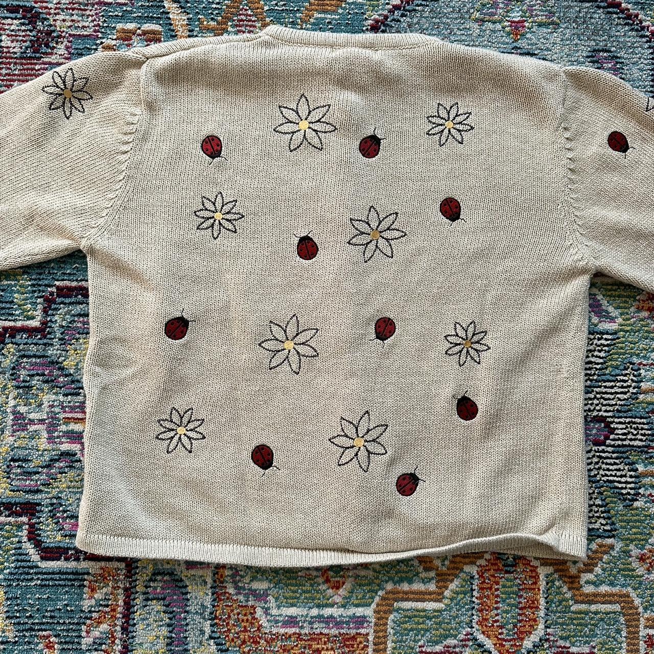 Ladybug & flower cardigan - Depop