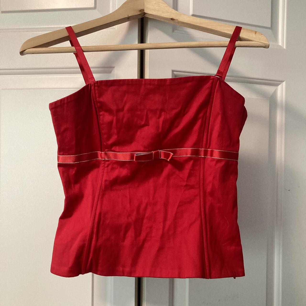 The cutest red bustier top with adjustable and... - Depop