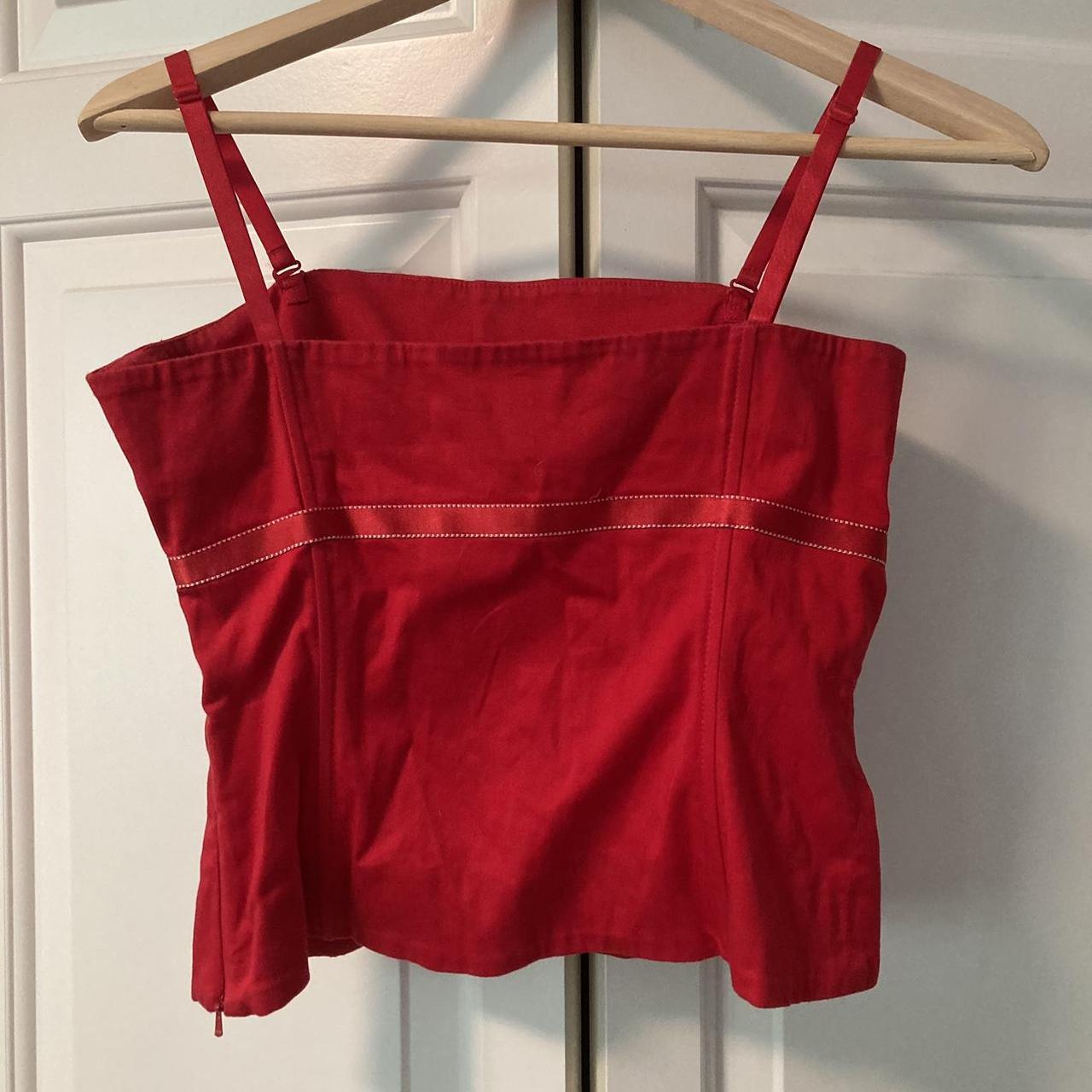 The cutest red bustier top with adjustable and... - Depop