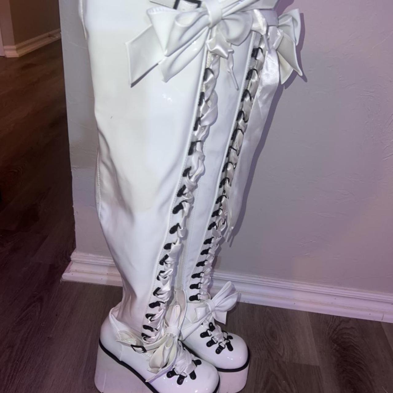 Demonia Pure Gothic Princess Thigh High Boots So... - Depop