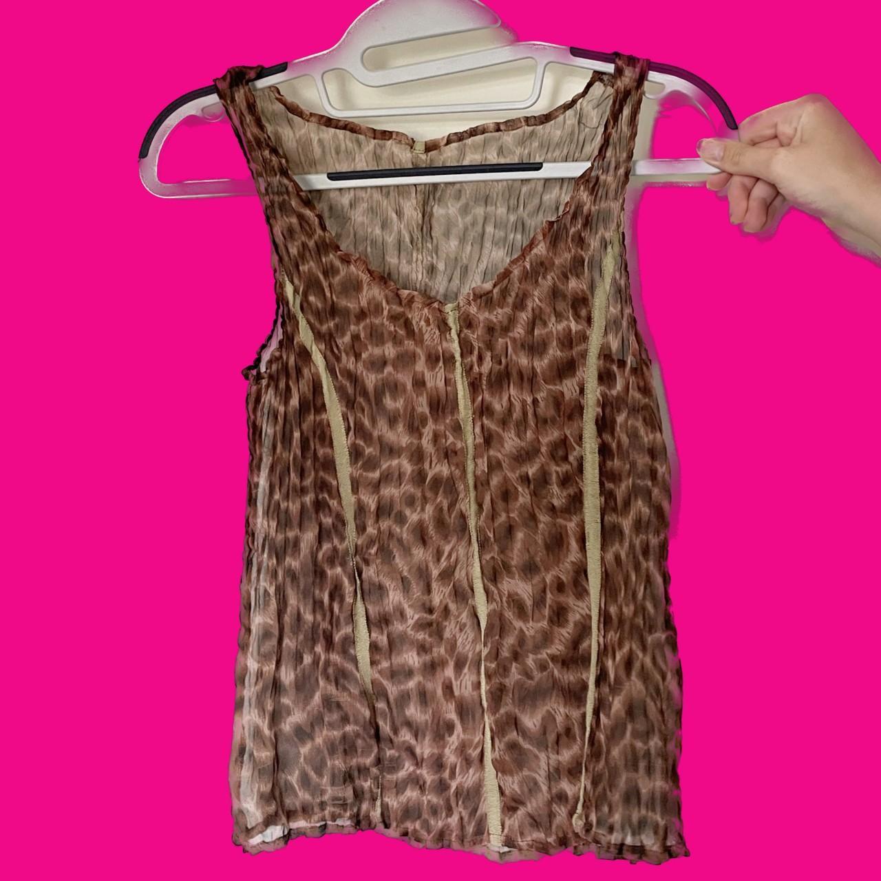 Sheer leopard print Y2K camisole tank top with... - Depop