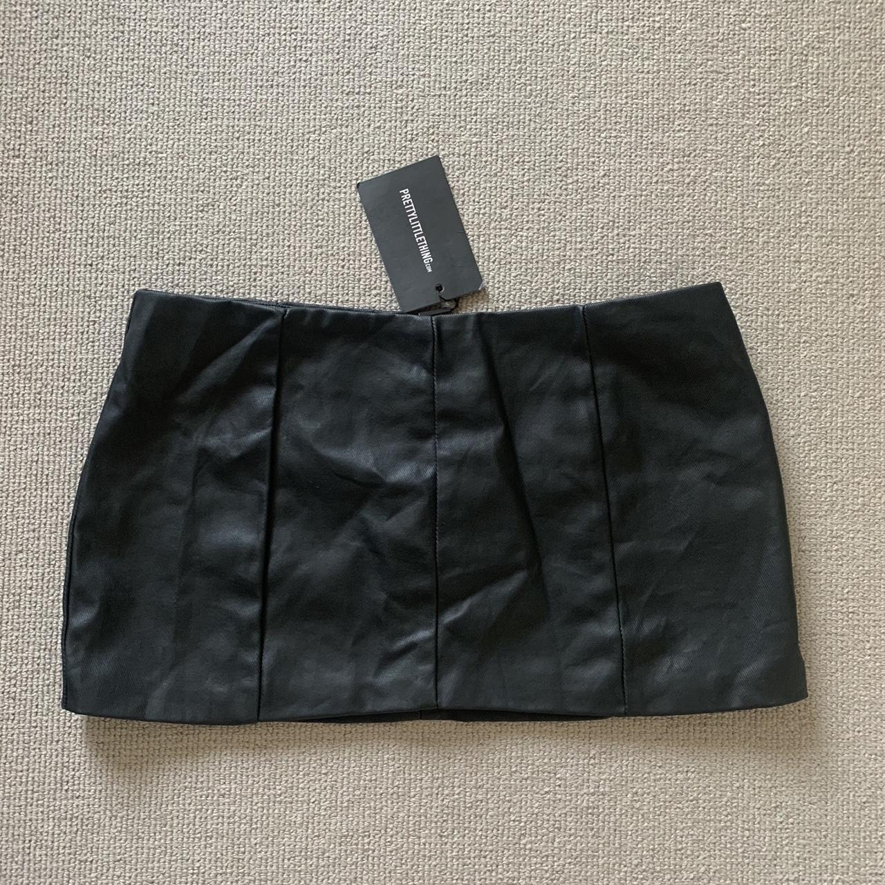 Plt micro low rise black leather zip back mini skirt... - Depop