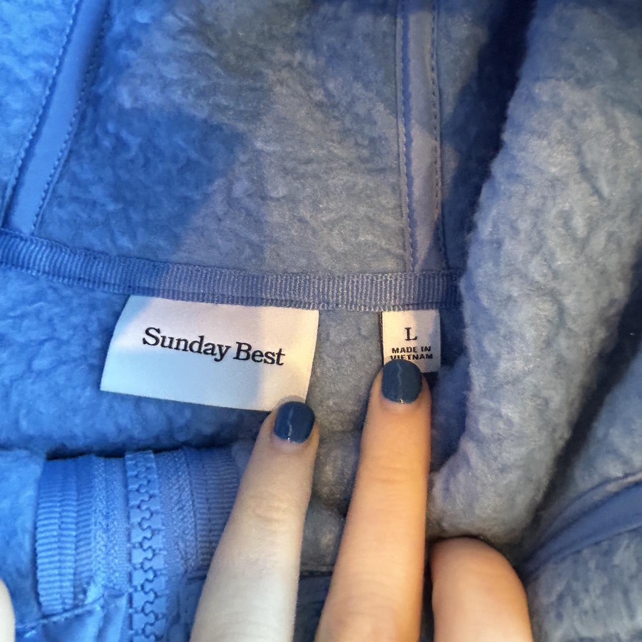 Sunday Best Ariztia blue Sherpa zip-up Size L but... - Depop
