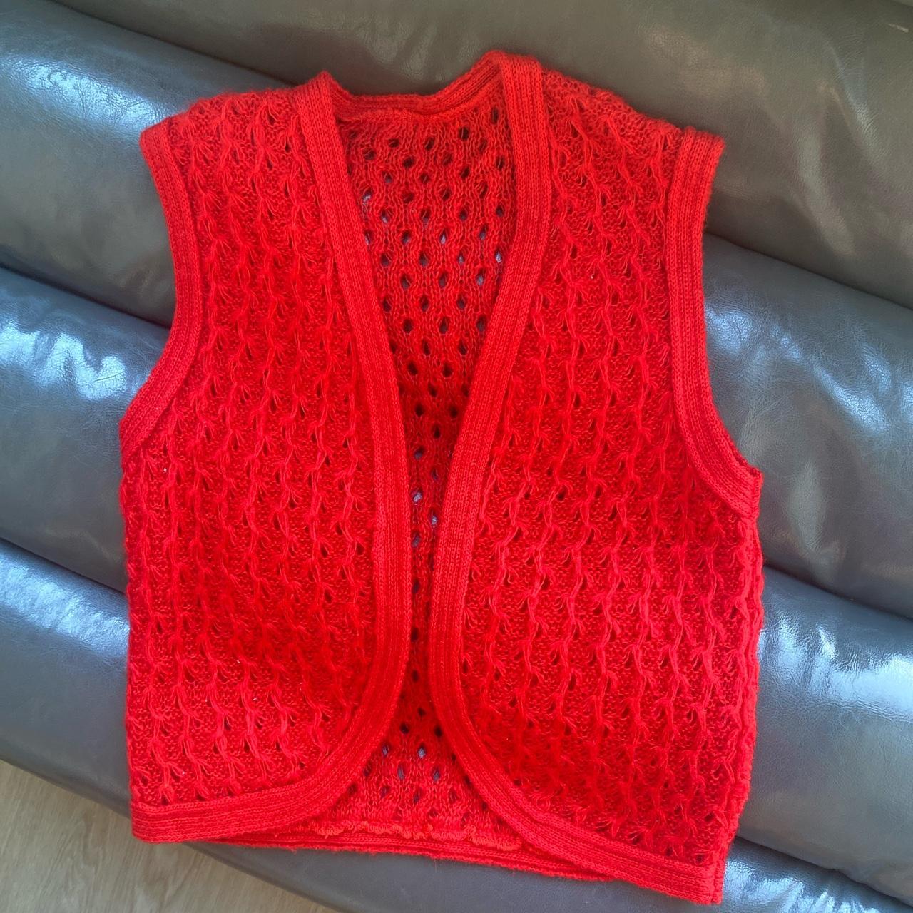 Red crochet vest Cant ship out until mid august - Depop