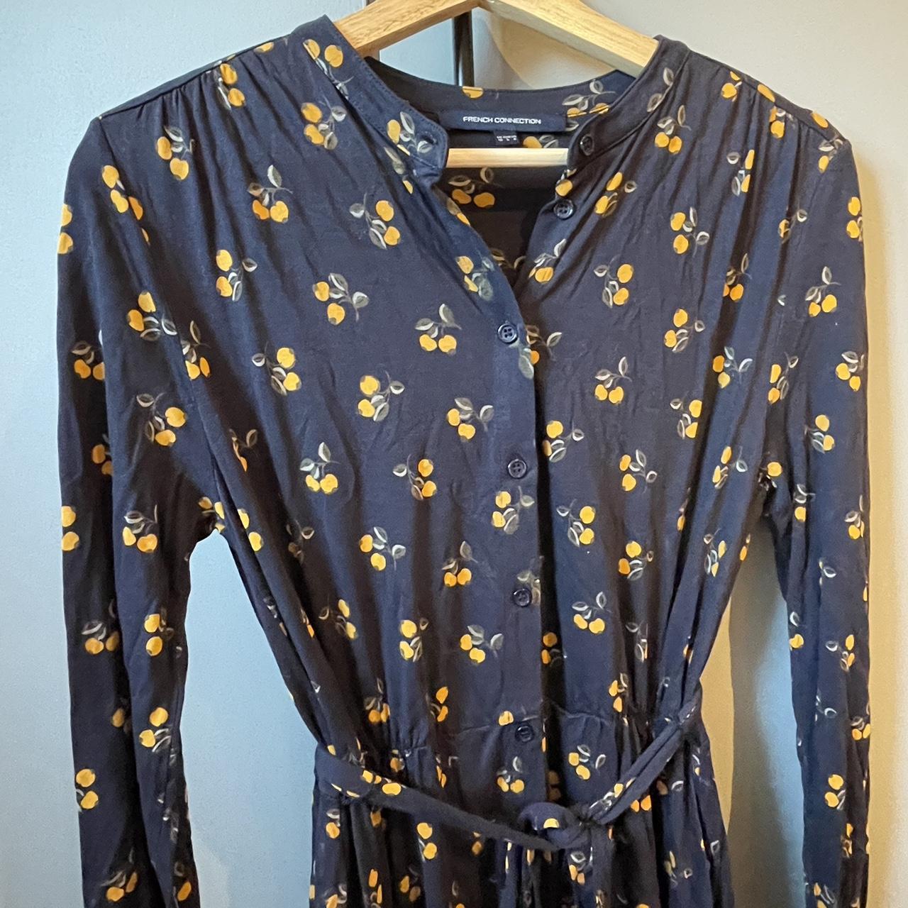 French connection navy blue button up dress. Long... - Depop