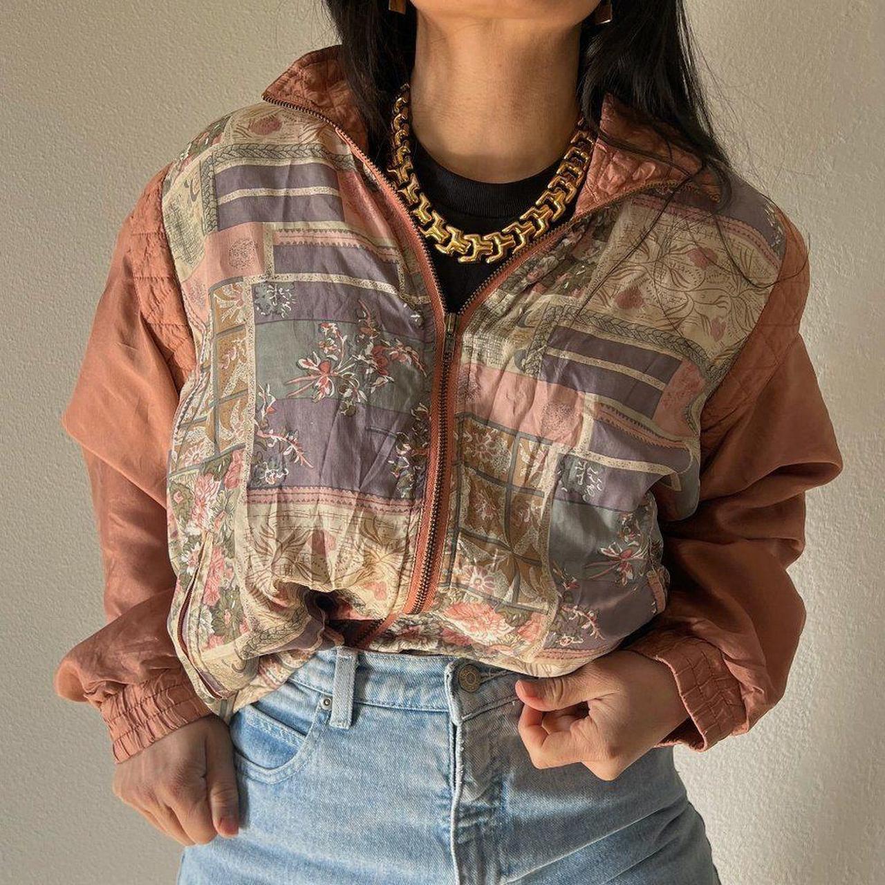 vintage silk jacket convertible style, sleeves can... - Depop