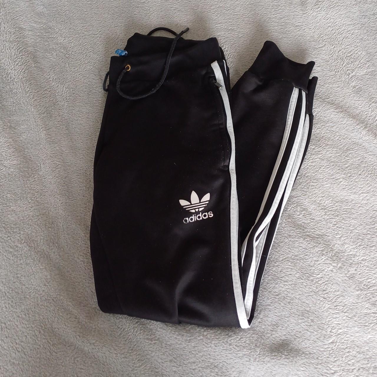 Adidas 3 stripe tracksuit bottoms. Signs of wear but... - Depop