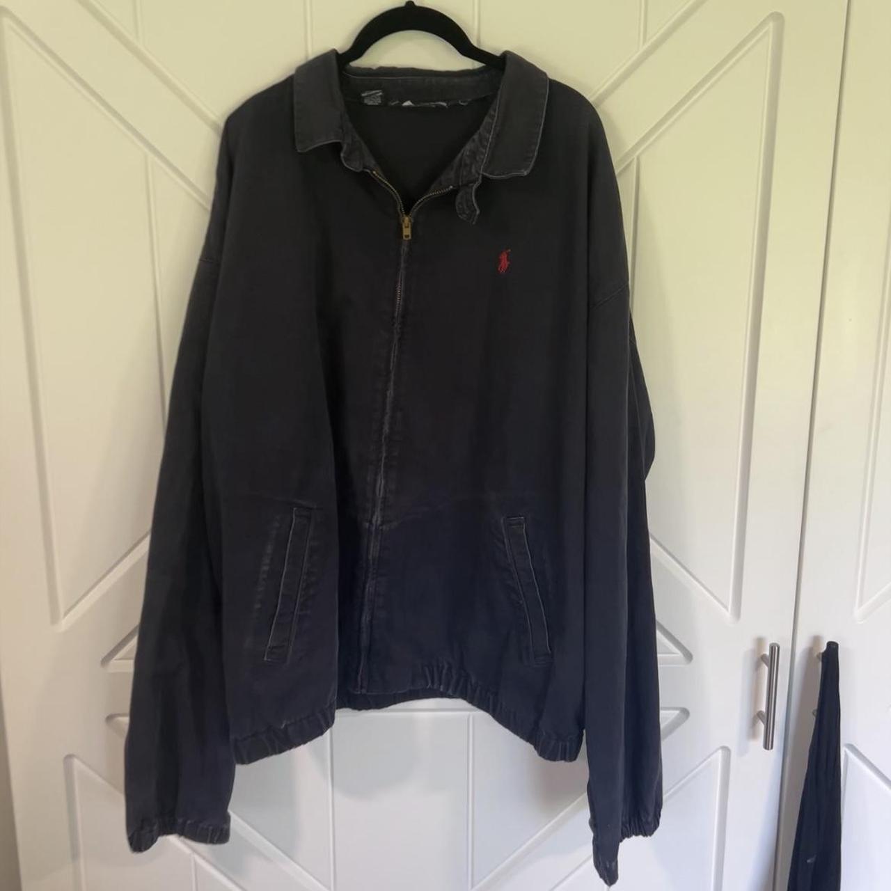 Vintage navy faded Ralph Lauren denim bomber. Size... - Depop