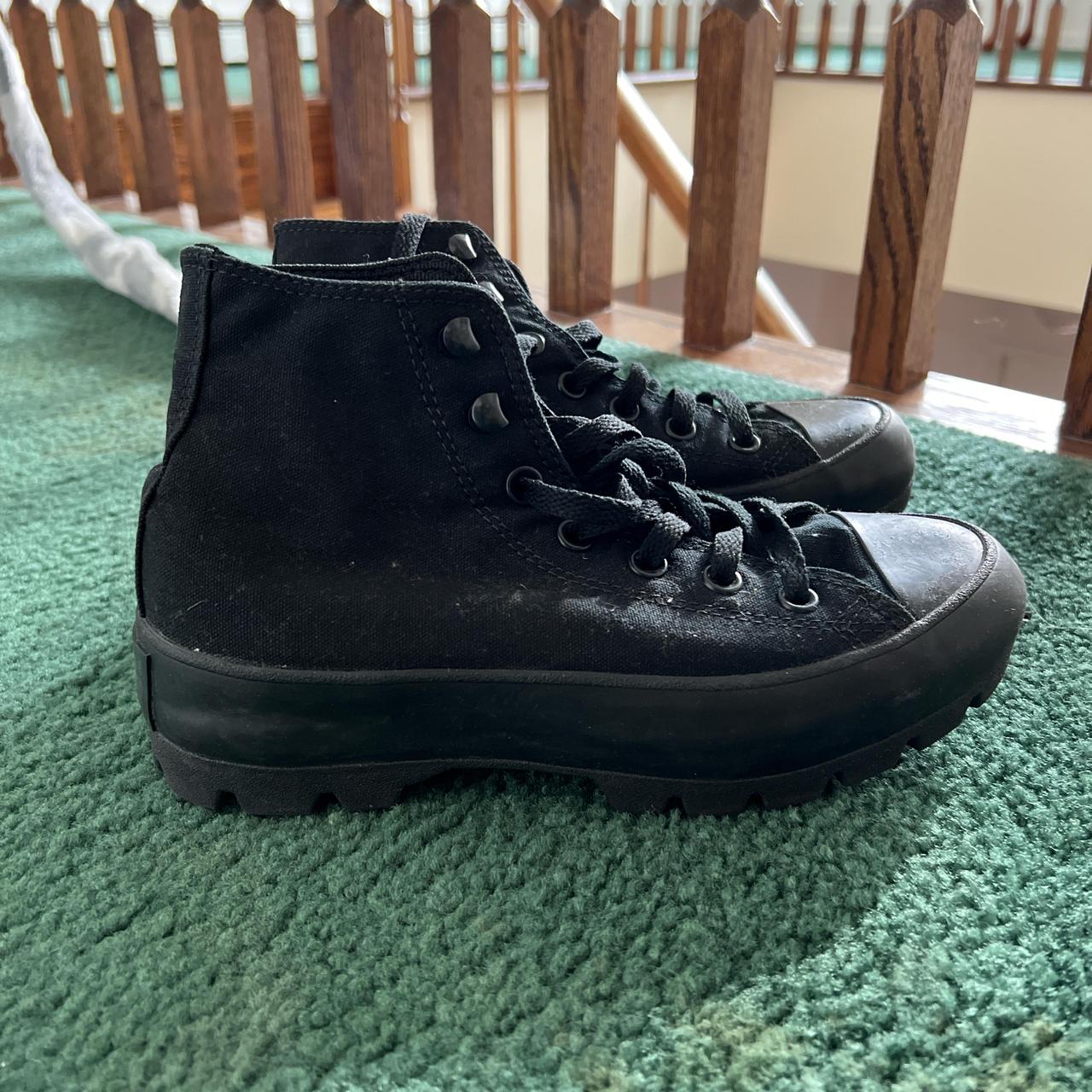 chunky all black converse 👟 (never worn just a... - Depop