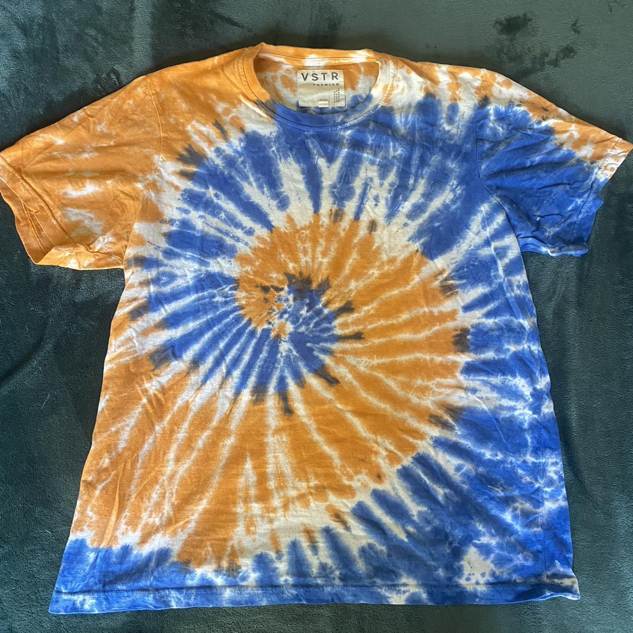 orange and blue tie dye tshirt - Depop